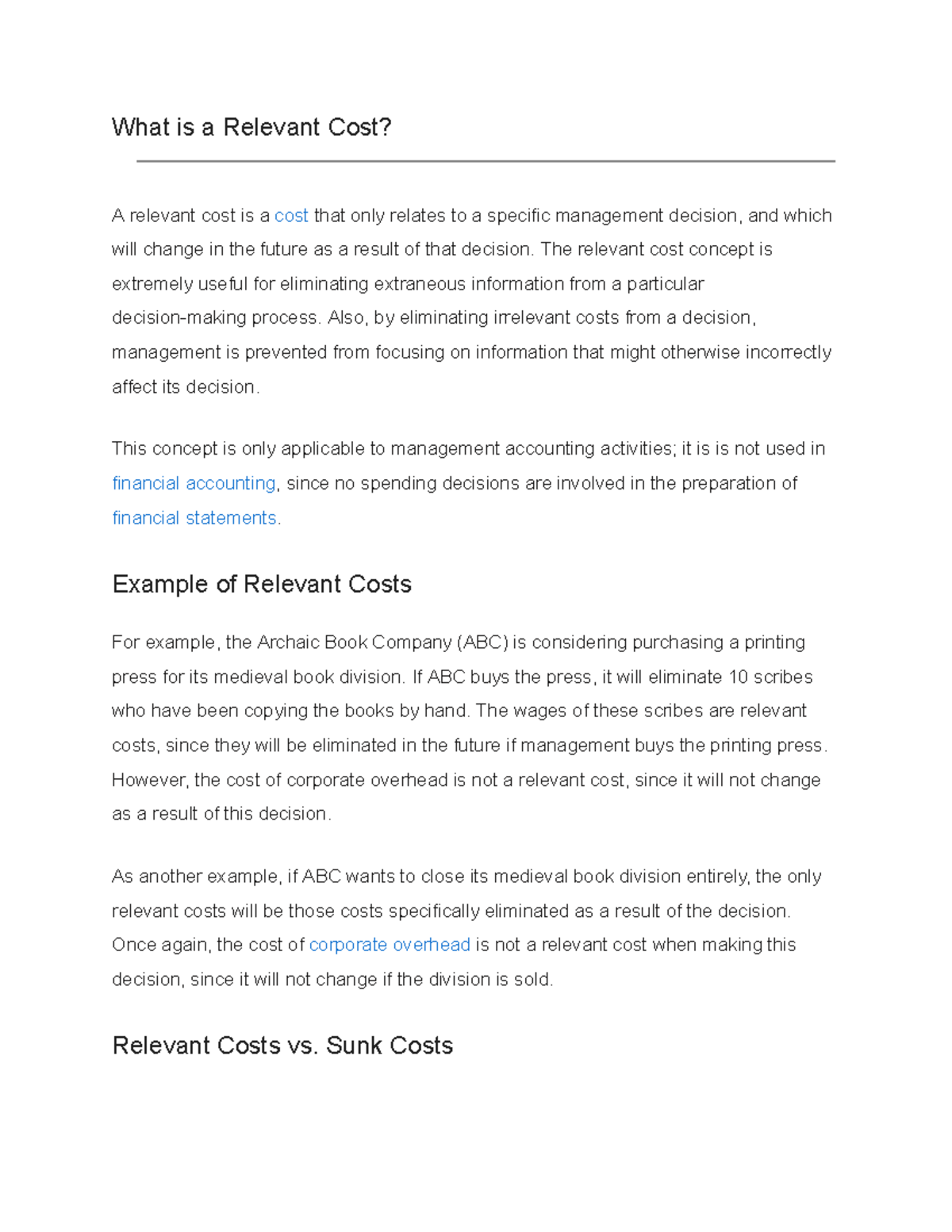 Relevant Cost Definition: Understanding Management Decisions - Studocu