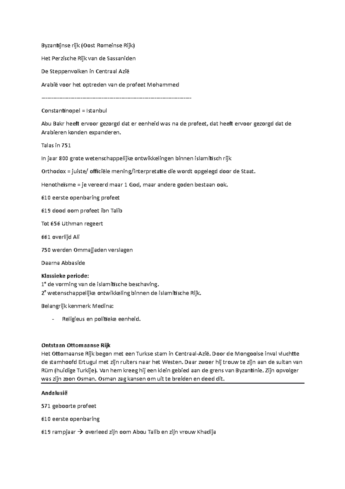 Aantekeningen - Minor Geschiedenis van de Islam en Het Ottomaanse Rijk ...