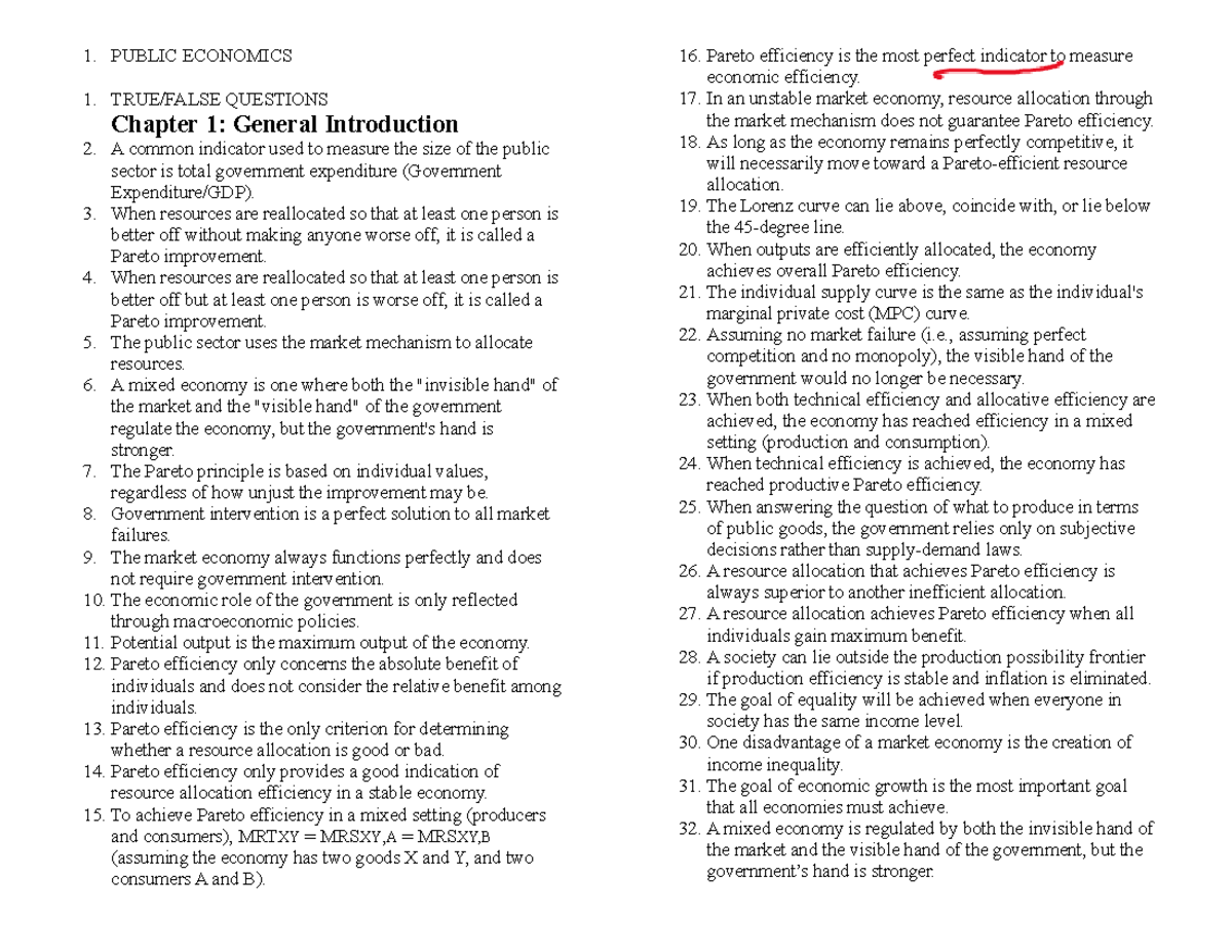 PUBLIC ECONOMICS 1: Review of Key Concepts and Theories - Studocu