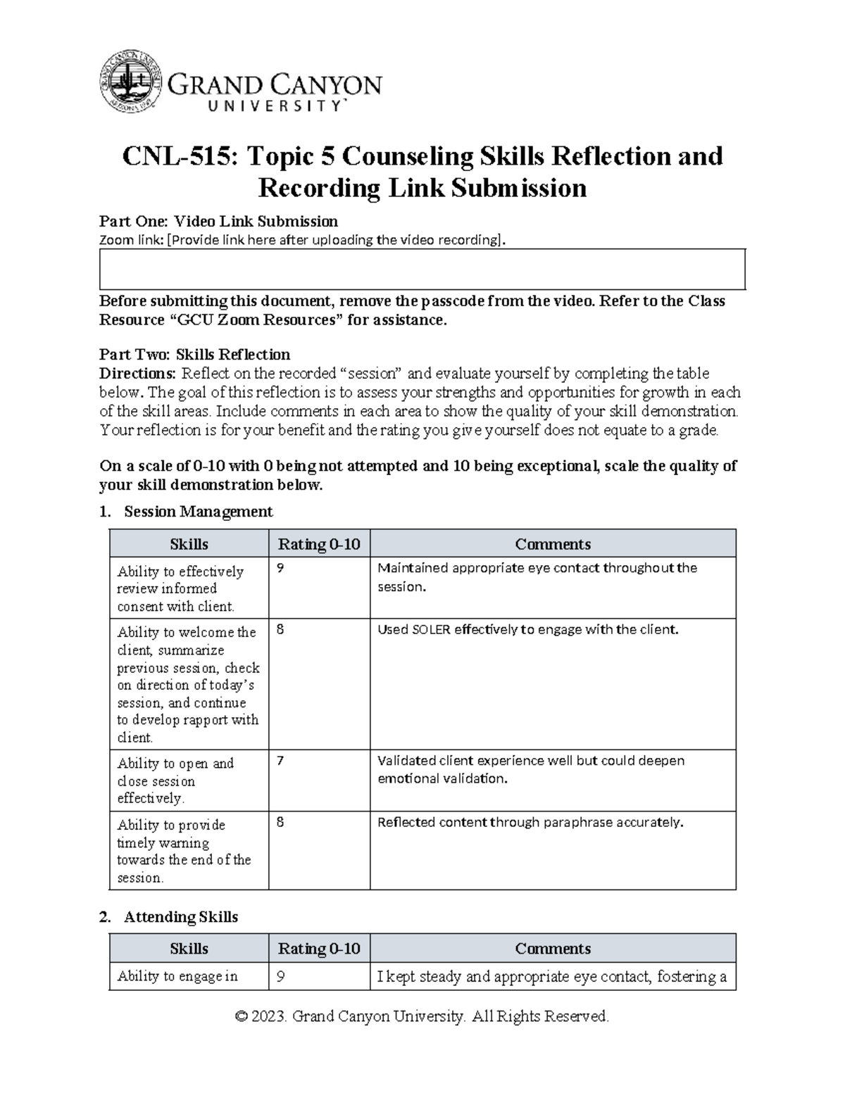CNL-515: Reflection on Counseling Skills Demonstrated in Recording ...