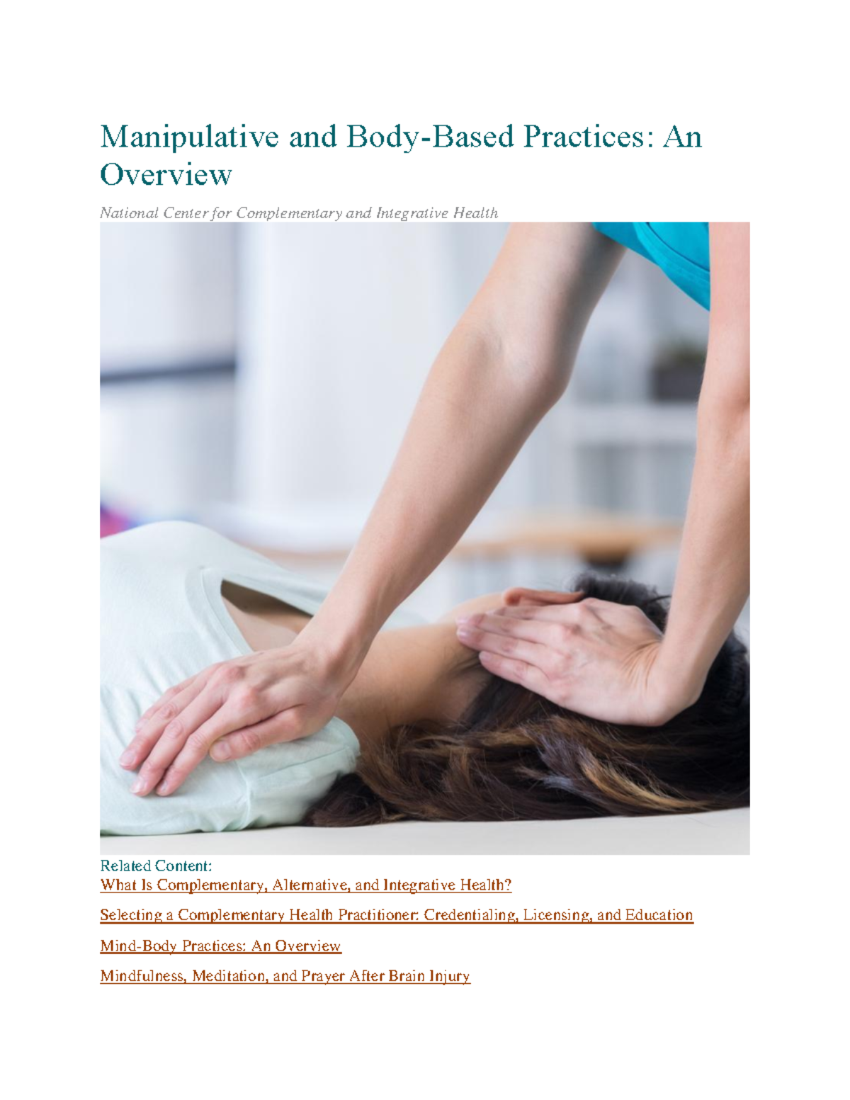 Manipulative and Body - Manipulative and Body-Based Practices: An ...