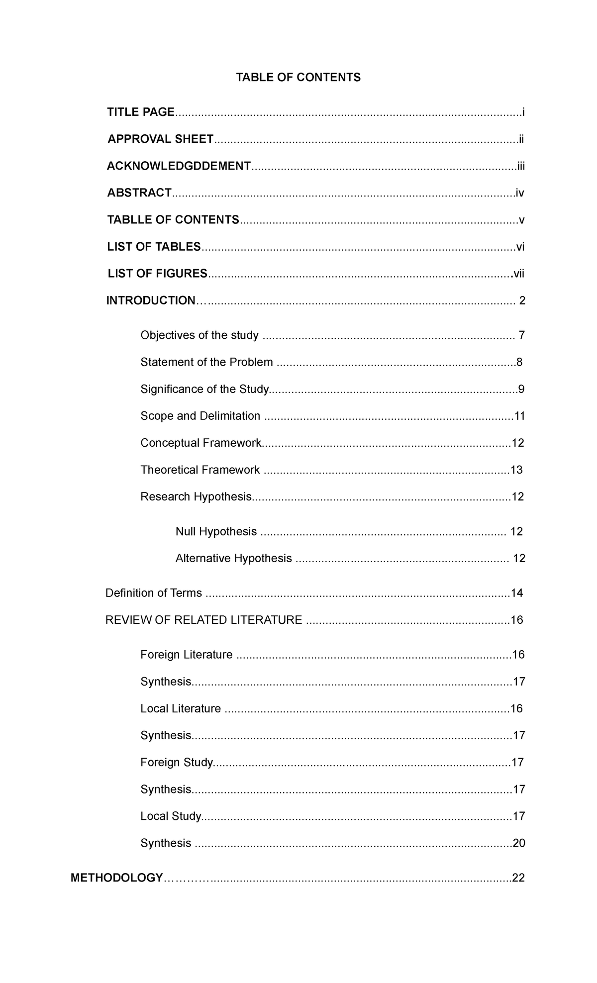 Table of Contents for Research Study: Maganda Yan Para Madali Awit ...