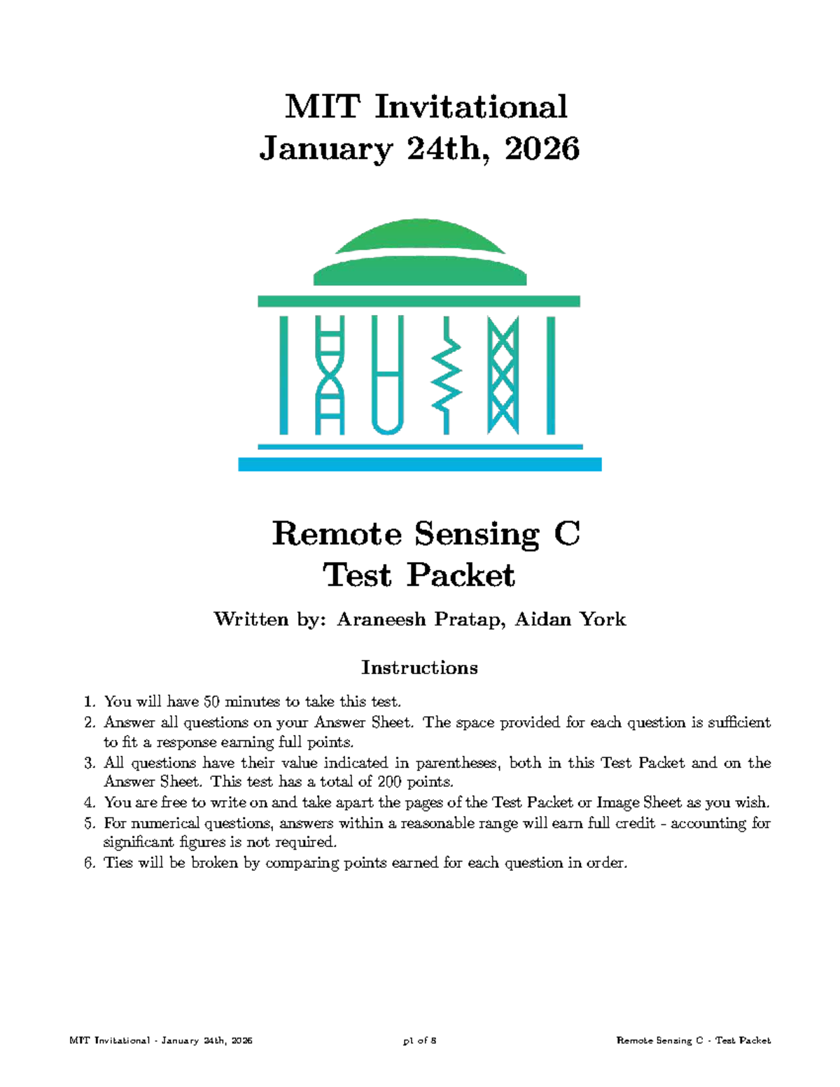 2026 MIT Invitational Remote Sensing C Test Packet - Studocu