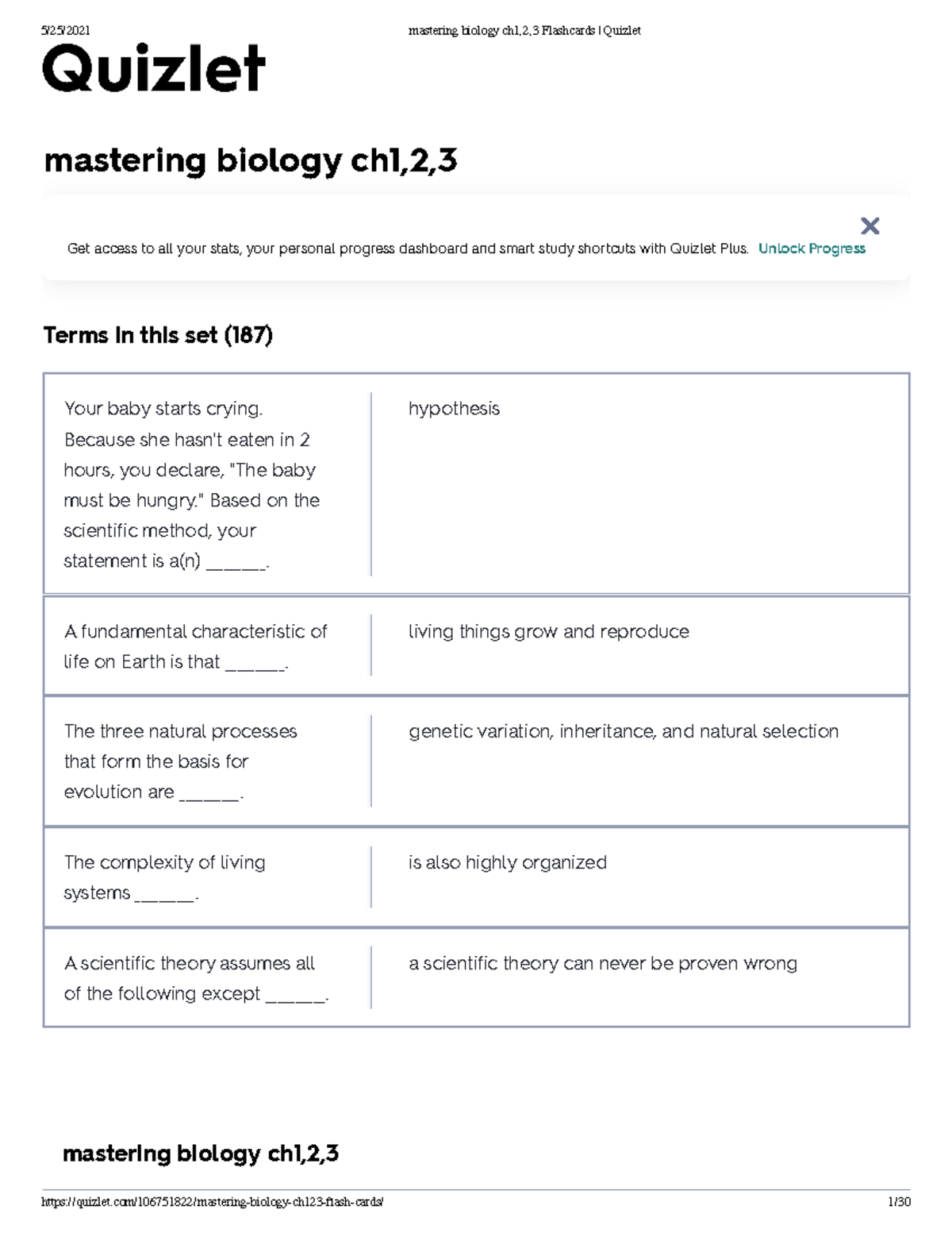 Mastering Biology Flashcards for Chapters 1, 2, and 3 Quizlet - Studocu