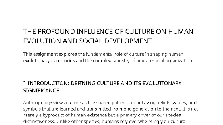 Cultural Impact on Human Evolution & Social Development - Anthro 101 ...