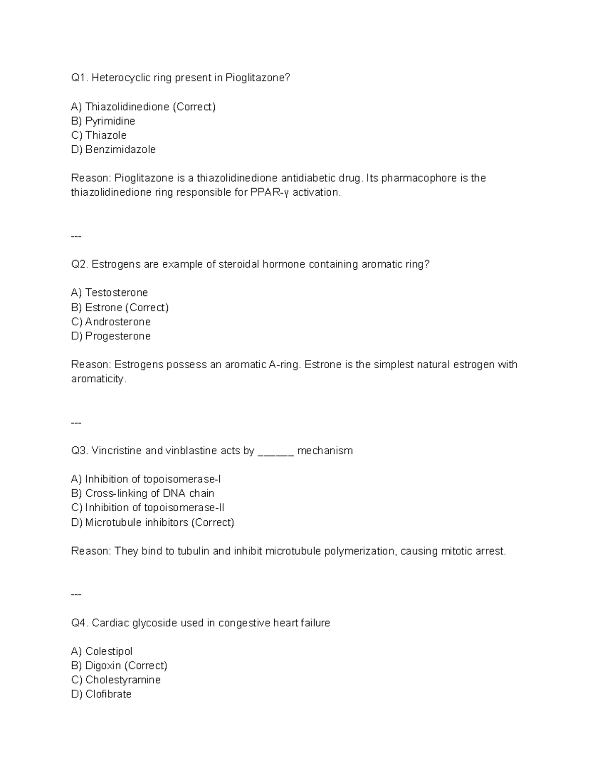 Pharmacology Quiz Notes: Key Drug Mechanisms & Structures - Studocu