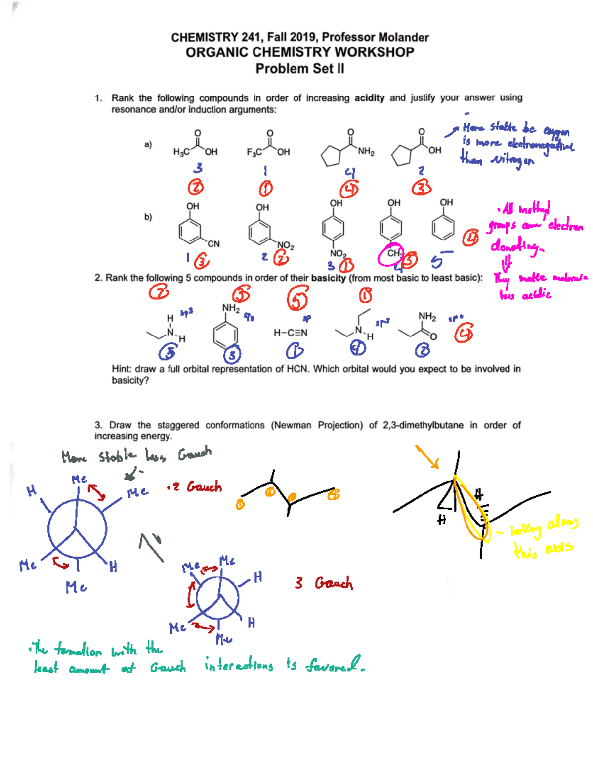 Workshop 2 órgo - Practice material - CHEMISTRY 241, Fall 2019 ...