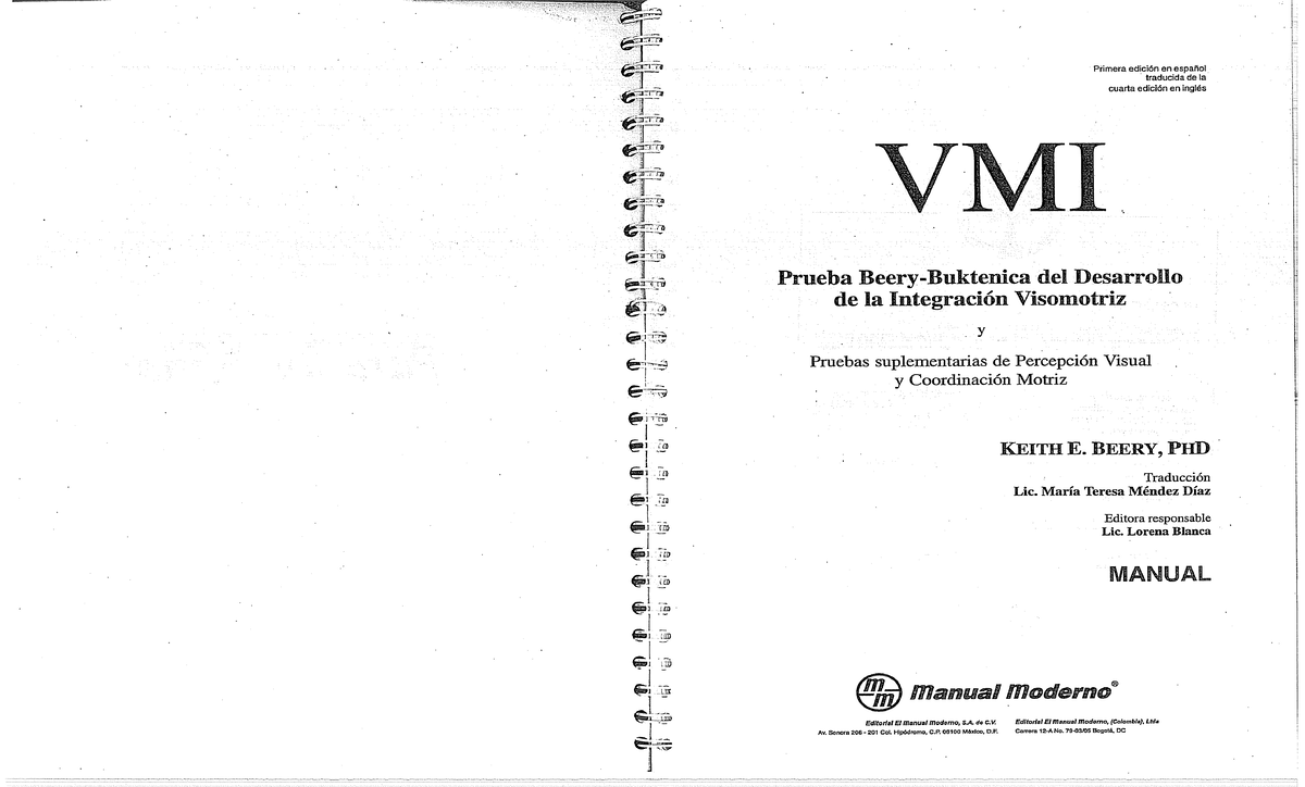 VMI - Beery Developmental Test of Visual-Motor Integration Manual - Studocu