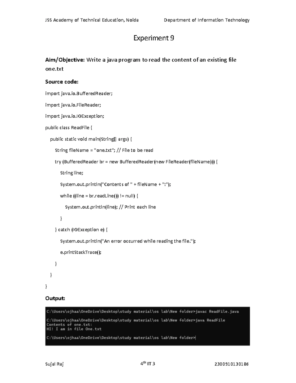 Java 910 - Practical File Work: Reading and Displaying File Properties - Studocu