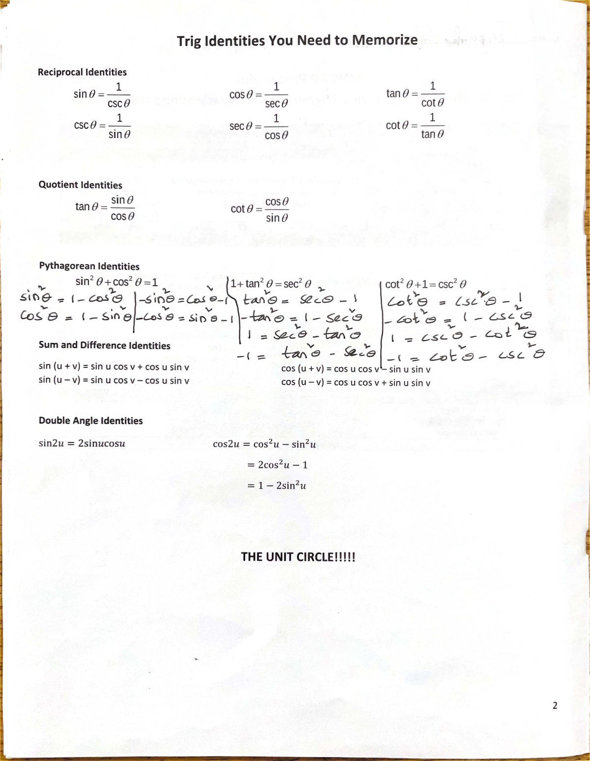 Key 3C.1 Simplifying Trig Expressions: Reciprocals & Pythagorean ...
