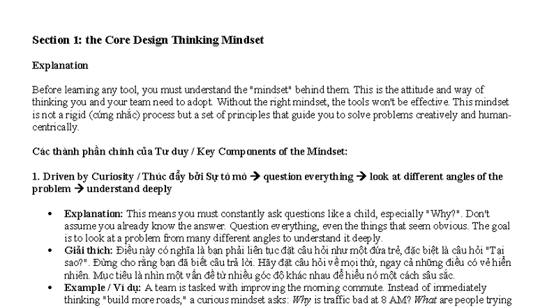 Design Thinking: Understanding the Core Mindset and Process - Studocu