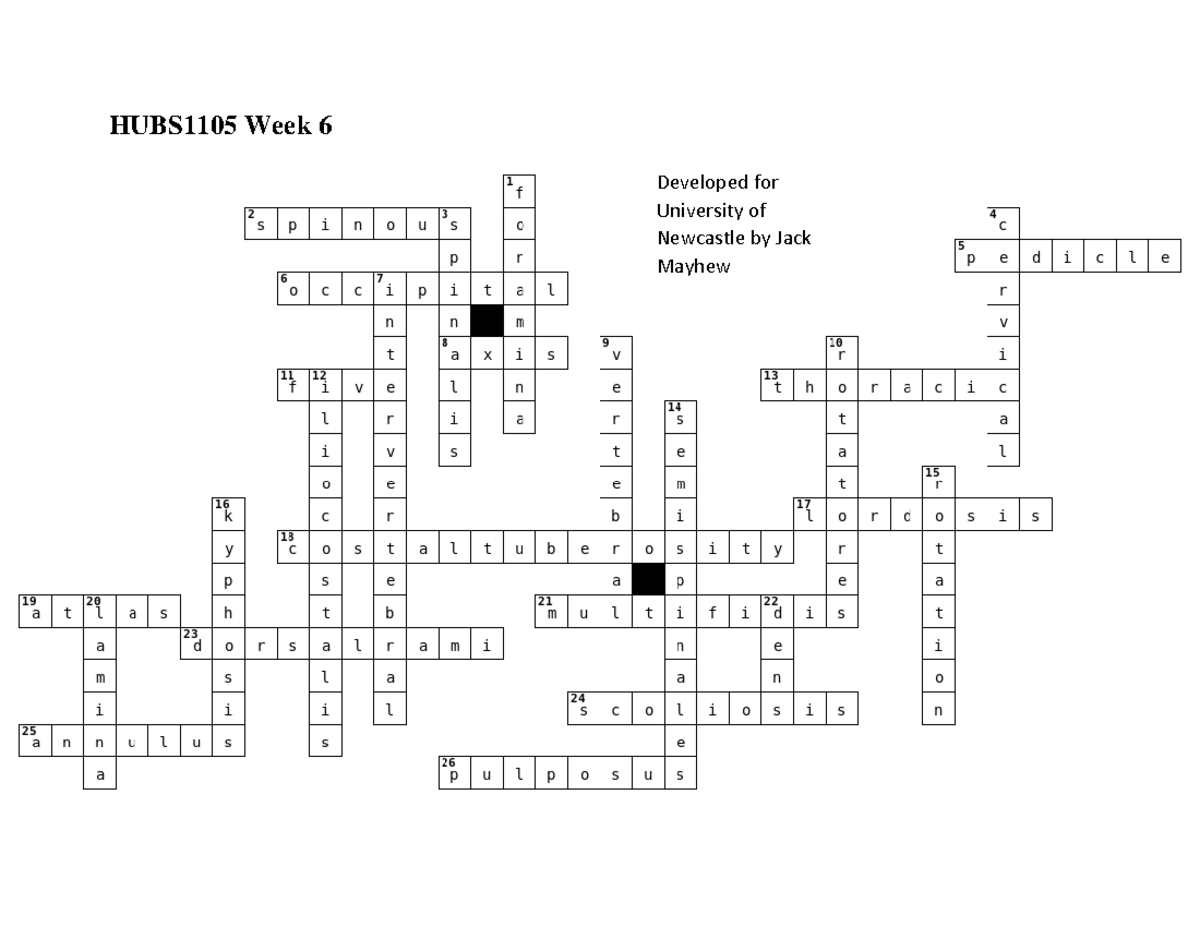 HUBS1105 Week 6 Crossword Puzzle Solutions - Studocu