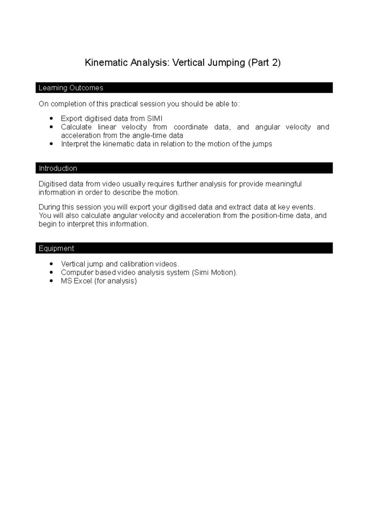 Vertical Jump Kinematic Analysis 2 Kinematic Analysis Vertical Jumping Part 2 Learning
