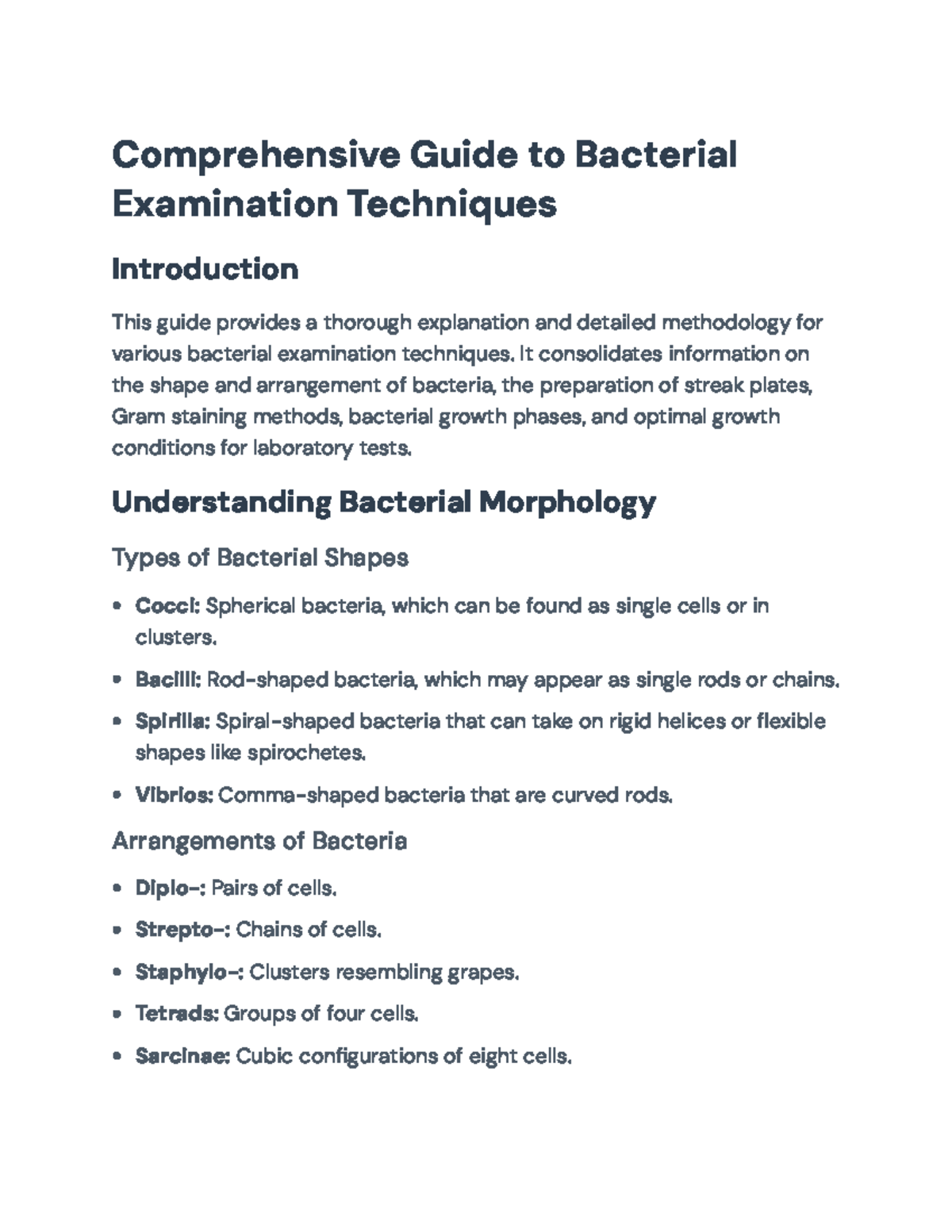 Bacterial Examination Techniques: A Comprehensive Guide - Studocu