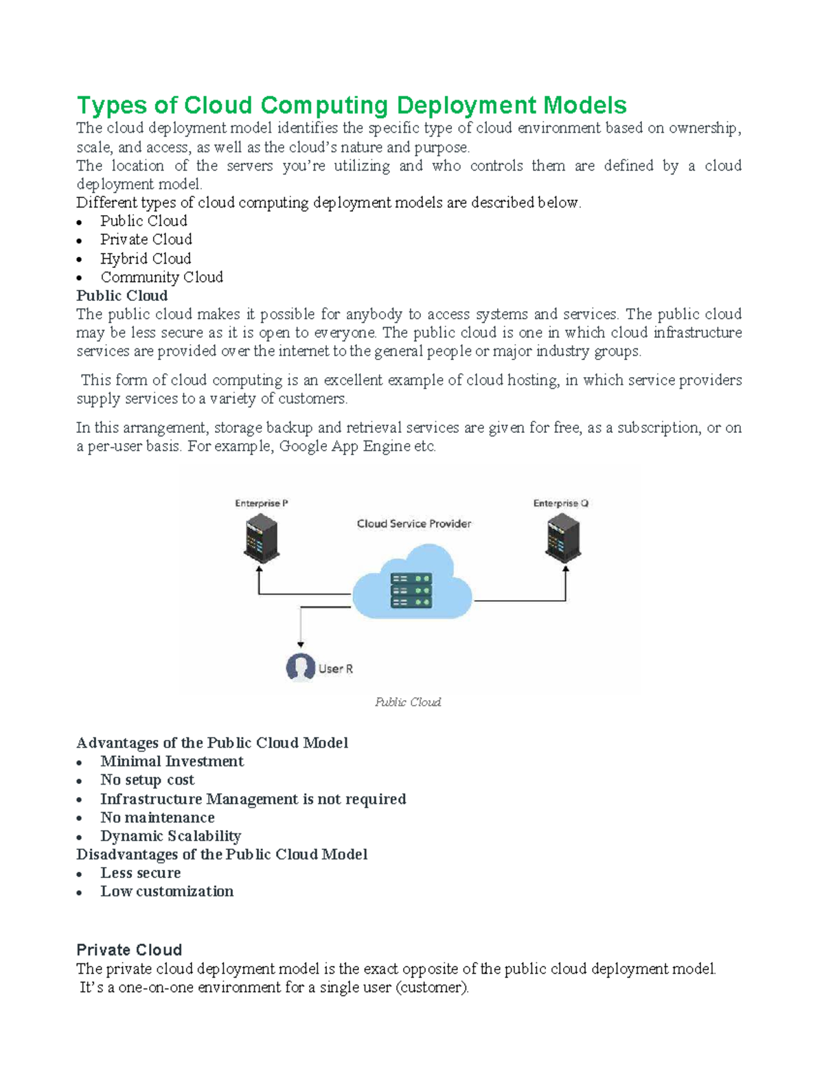 UNIT 1: Cloud Computing Deployment Models & NIST Overview - Studocu