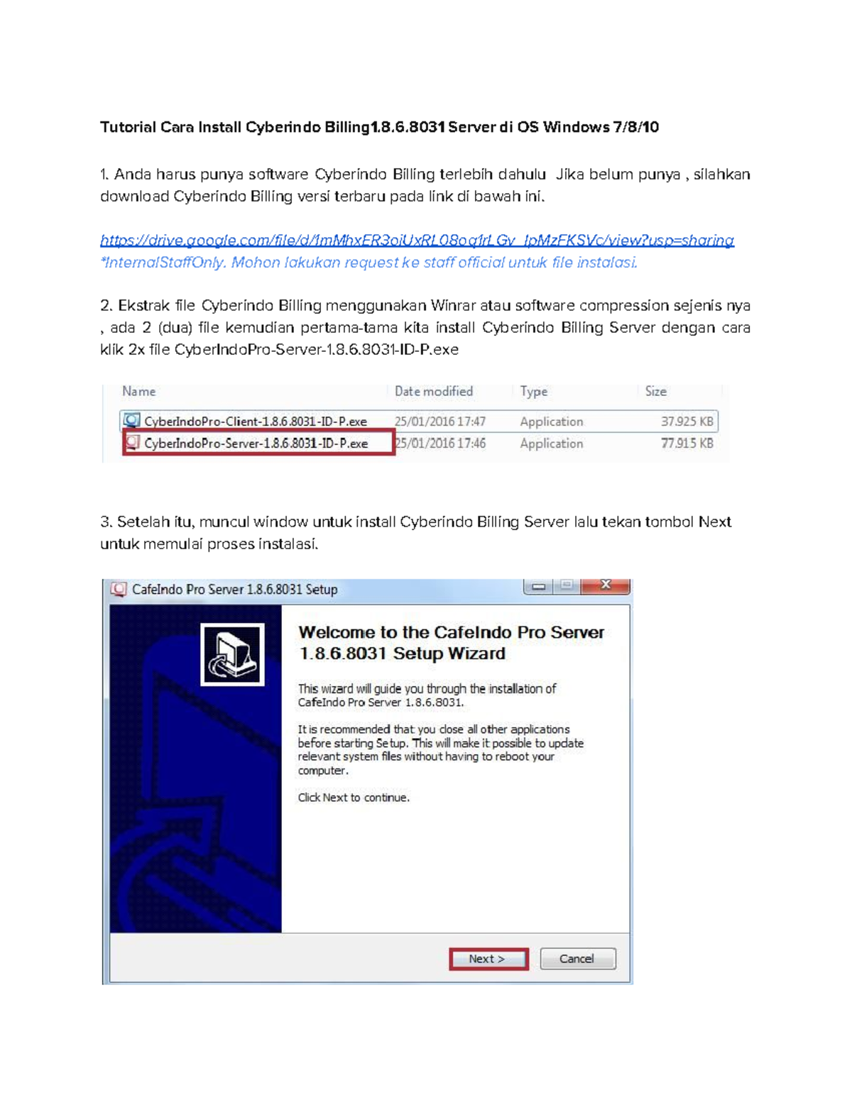 Tutorial Instalasi Cyberindo Billing 1.8.6 di Windows 7/8/10 - Studocu