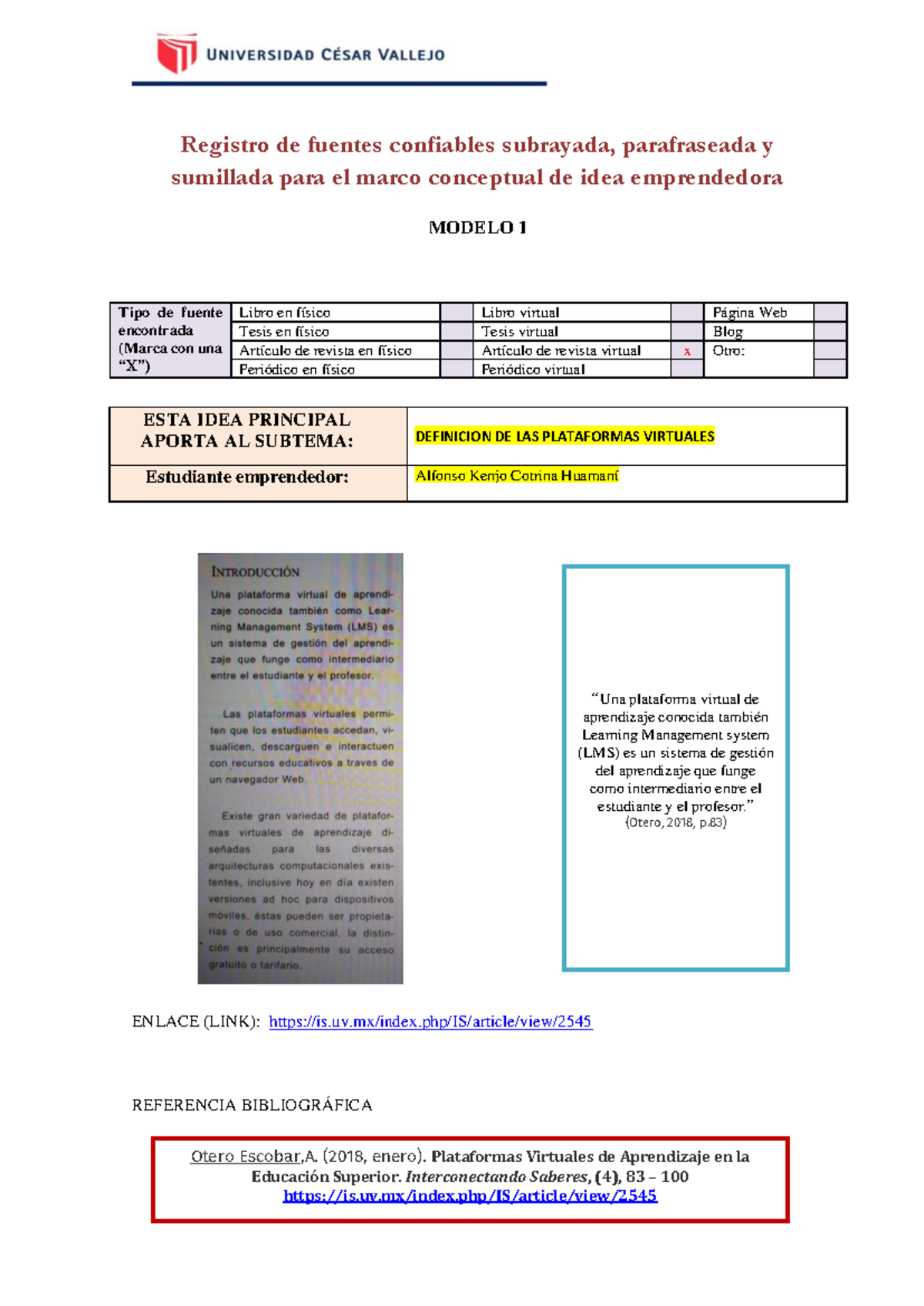 Registro de fuentes confiables subrayada, parafraseada y sumillada para ...