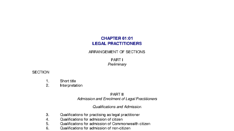 PR-VOL-IX-CHP-61-01 Legal Practitioners Act Overview and Sections - Studocu