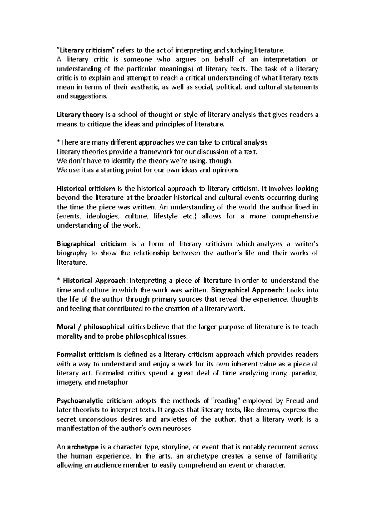 Historical criticism is the historical approach to - " Literary ...