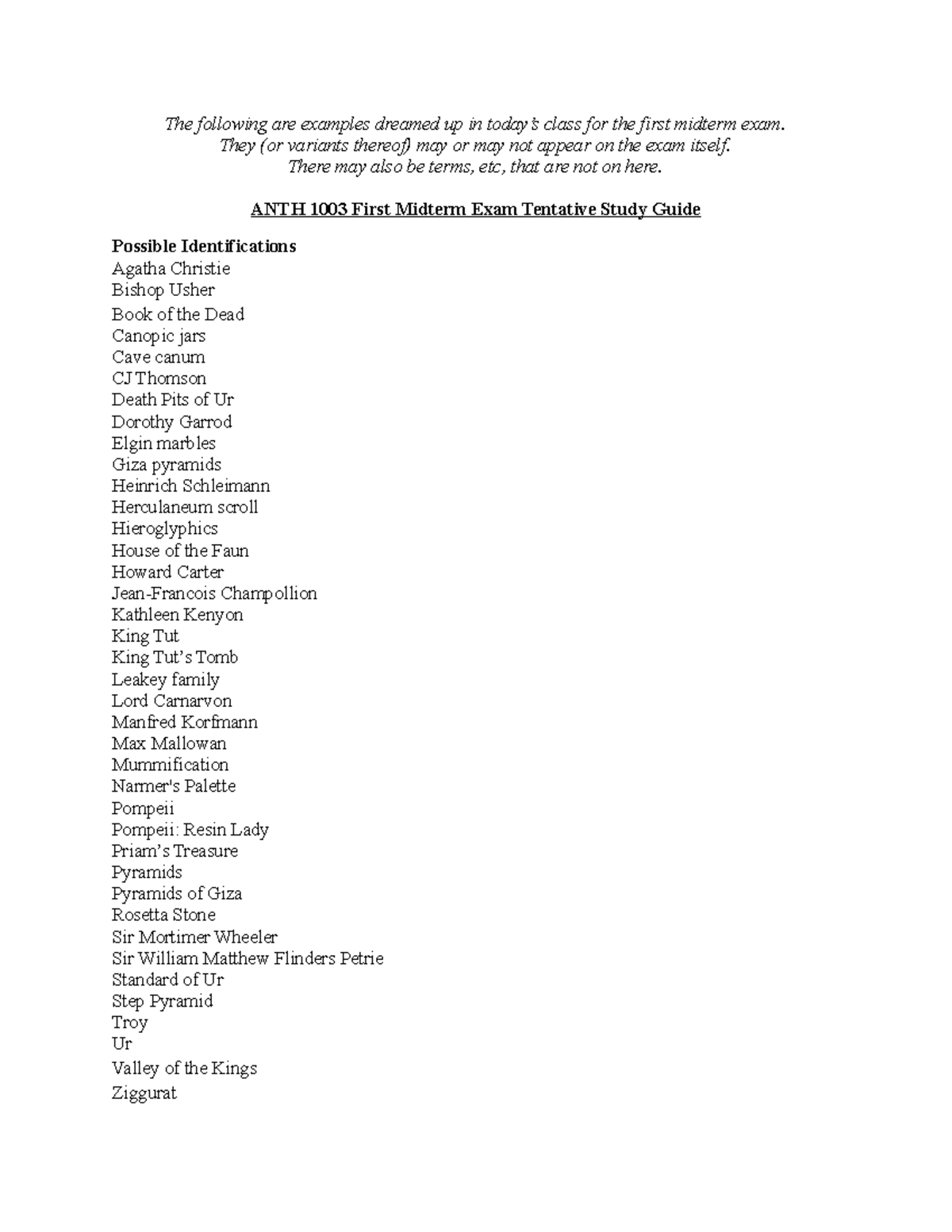 ANTH 1003 Midterm Exam Study Guide: Key Archaeology Concepts - Studocu