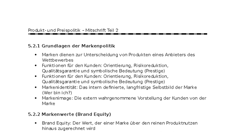 Produkt- und Preispolitik - Mitschrift Teil 2: Markenpolitik Grundlagen ...