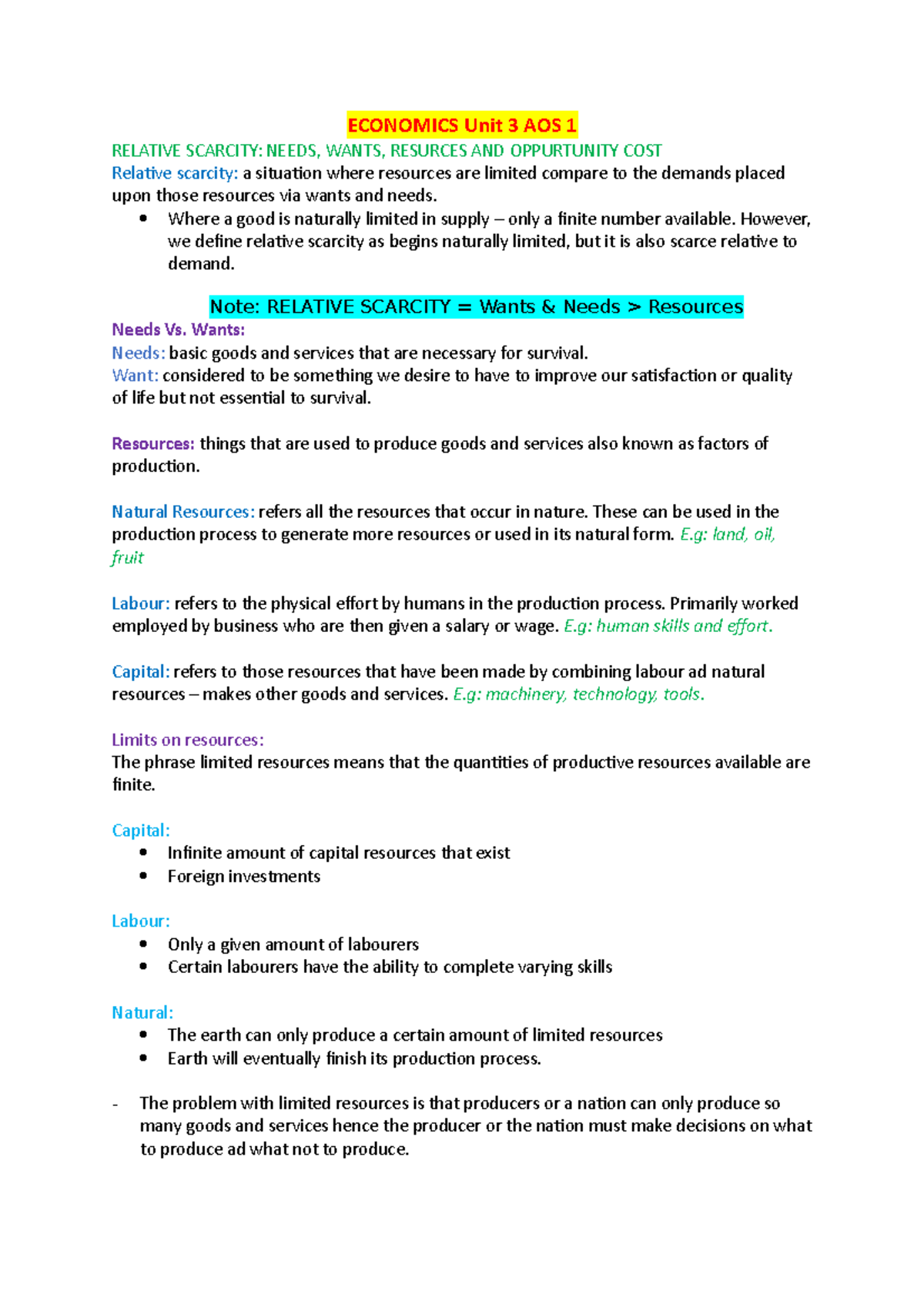 Economics Unit 3 AOS 1 - unit 3 aos 1 full economics notes written from ...