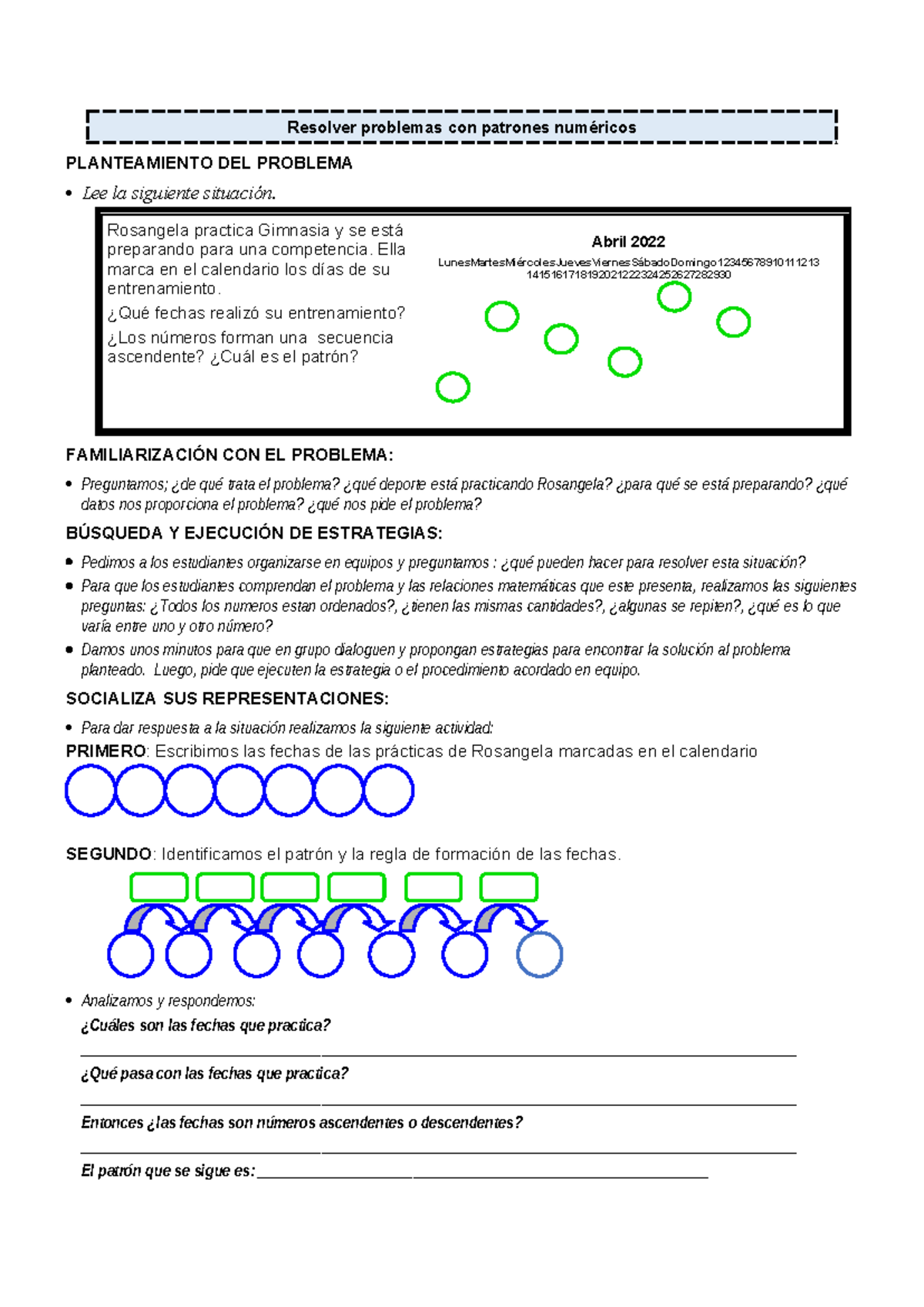 Ejercicios de Patrones Numéricos - Resolución de Problemas propuestos ...