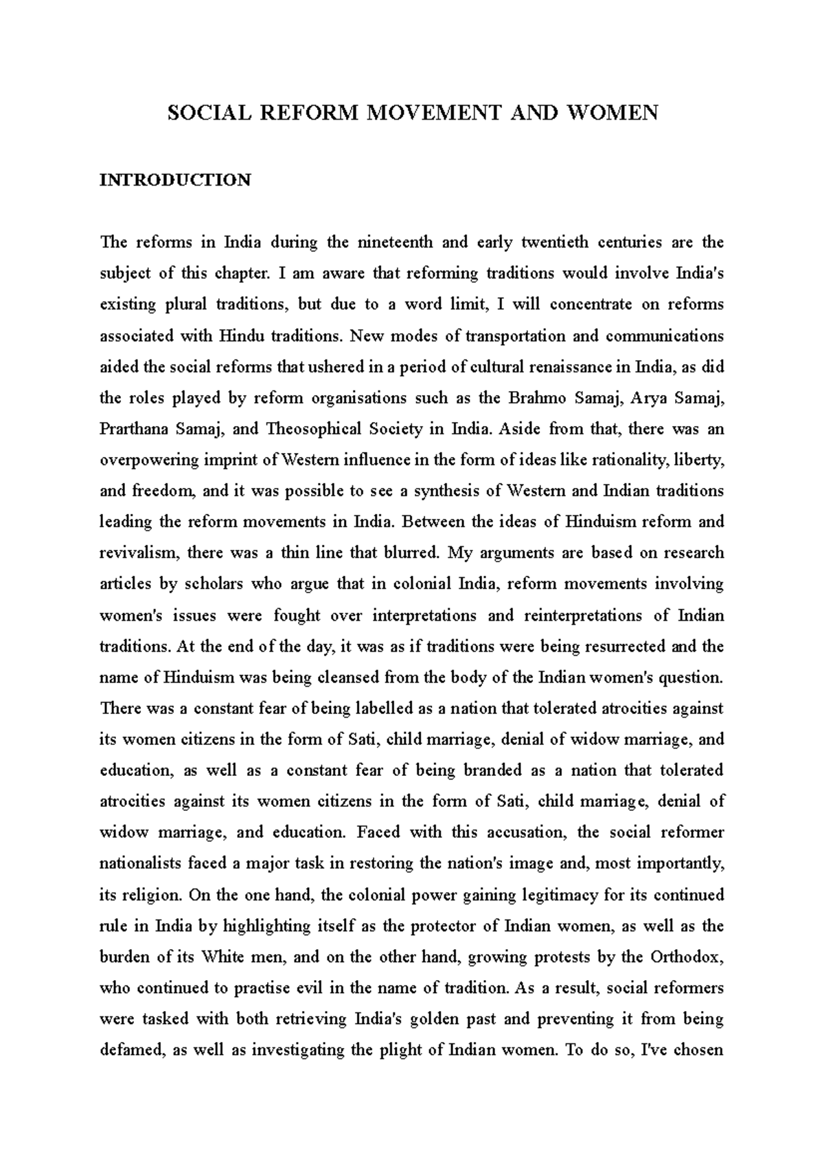 Social Reform Movements in 19th-20th Century India: Women's Issues ...