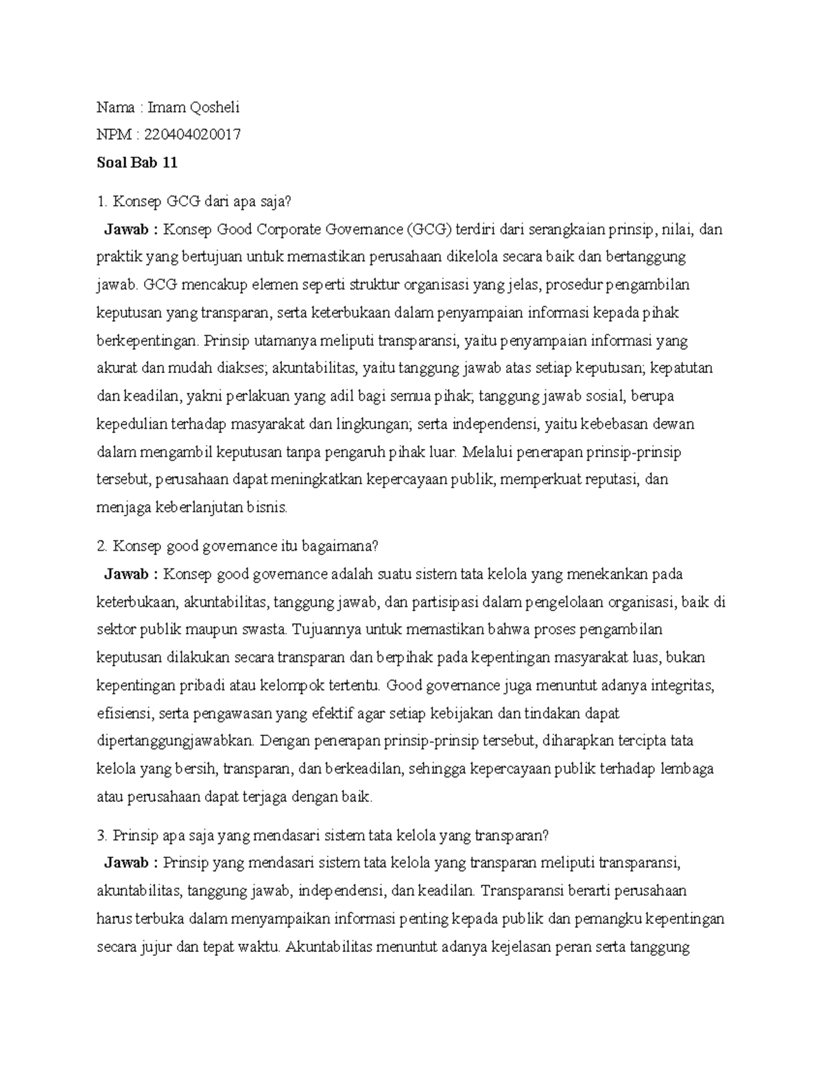 BAB 11 Etika Profesi: Good Corporate Governance (GCG) dan Prinsipnya ...