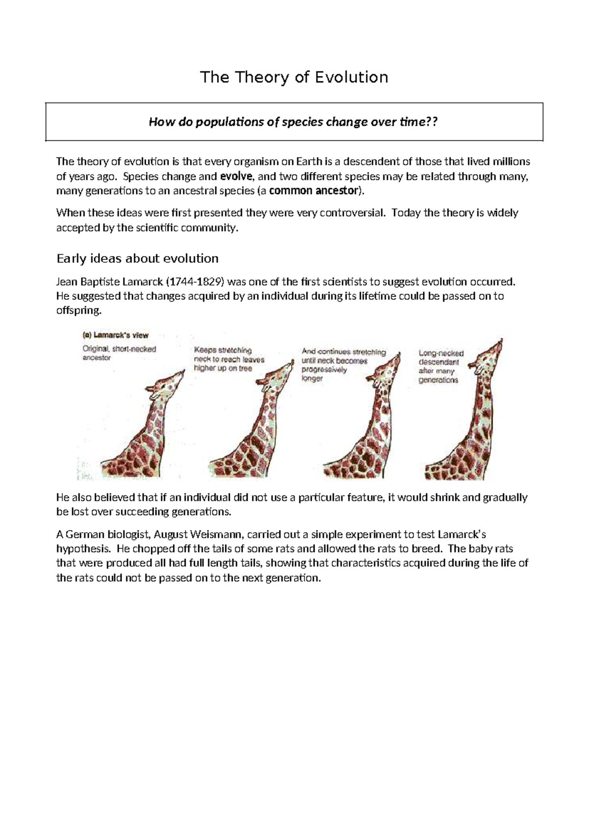 Natural Selection and Speciation Revision Notes (BIO 101) - Studocu