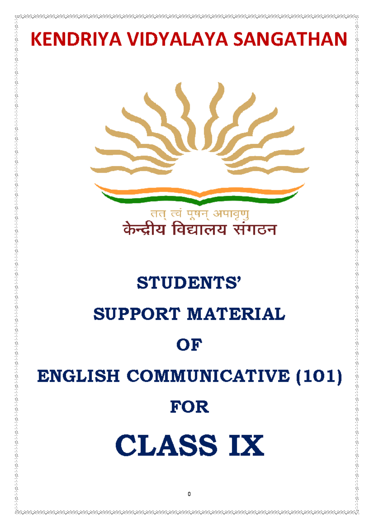 IX English Communicative Support Material for Class IX (Code 101) - Studocu