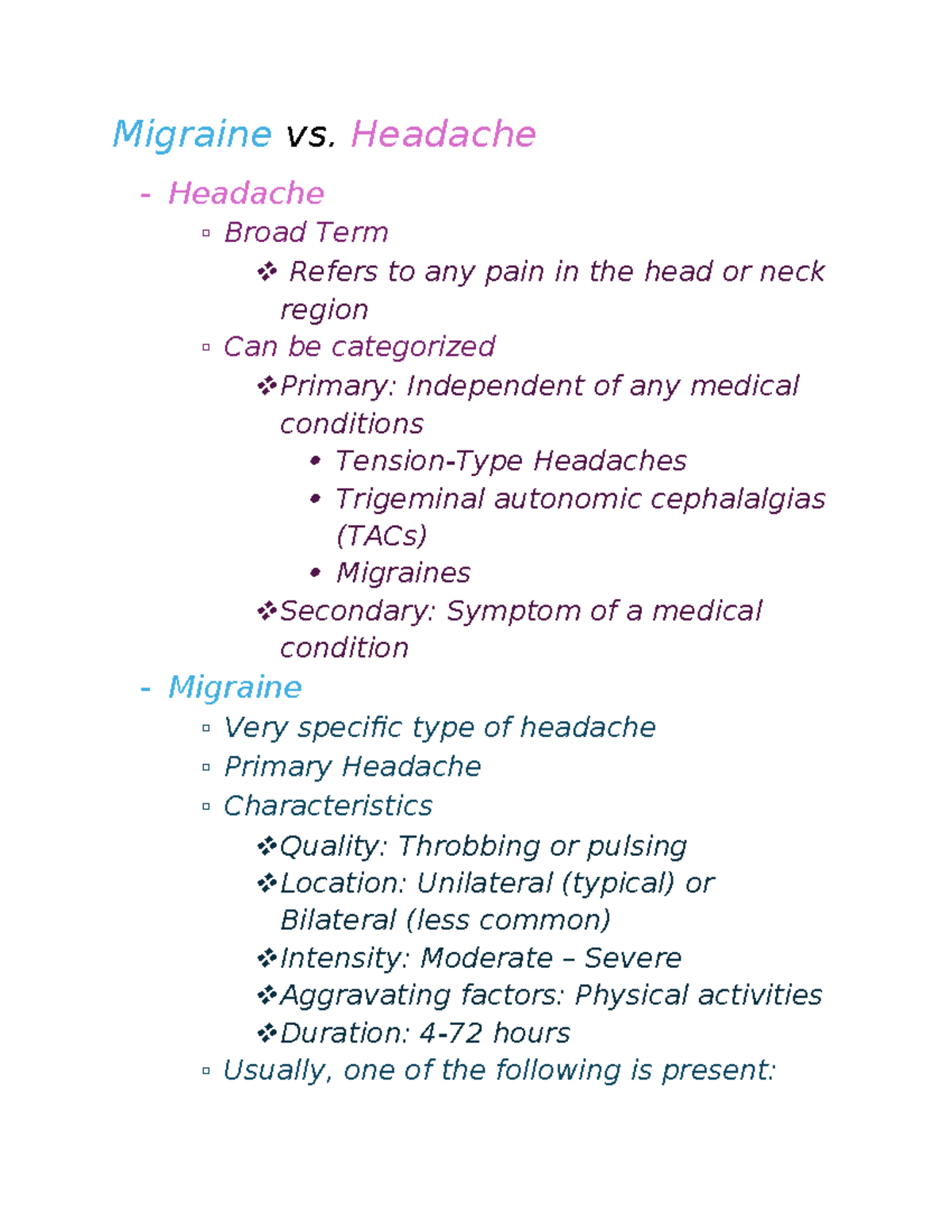 Migraine Management (MED123): Pathophysiology, Diagnosis & Treatments ...