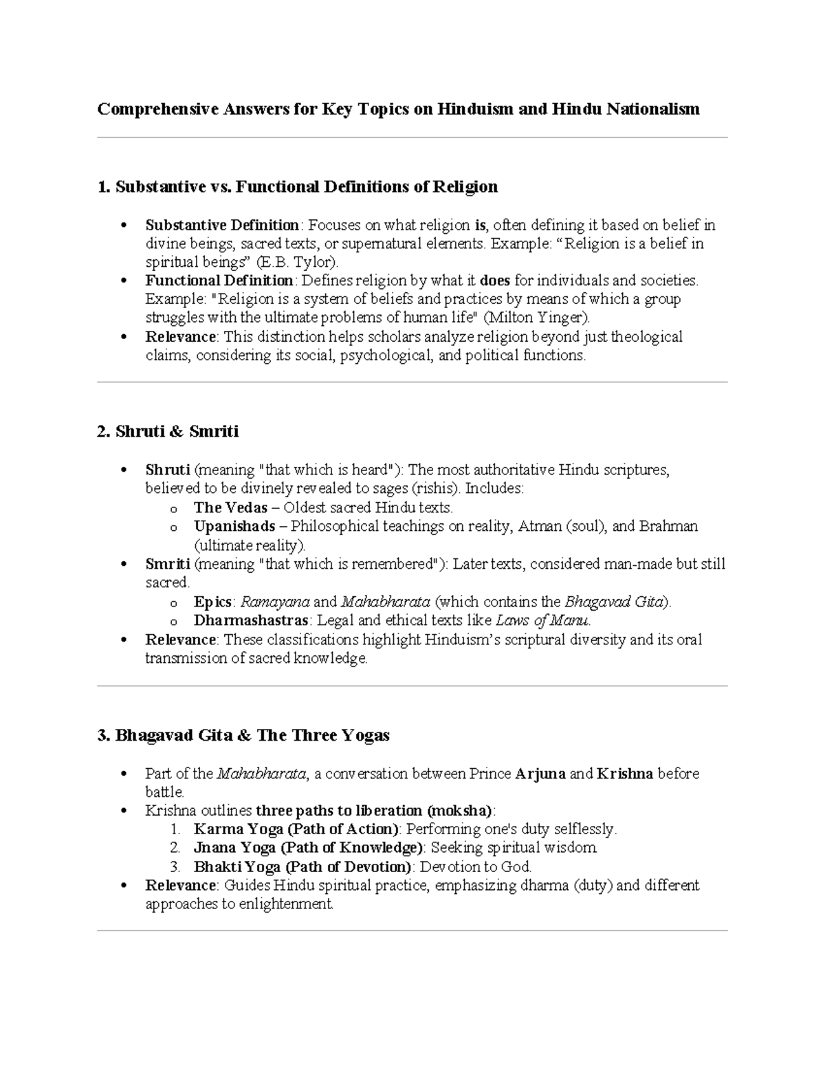 Hinduism & Nationalism Study Guide: Key Concepts & Figures - Studocu