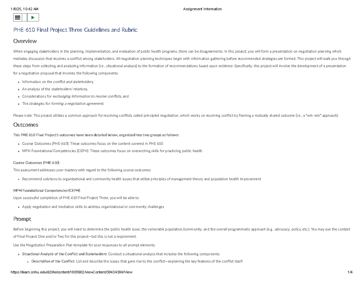 Final Project 3 Guidelines and Rubric - PHE 610 Final Project Three ...