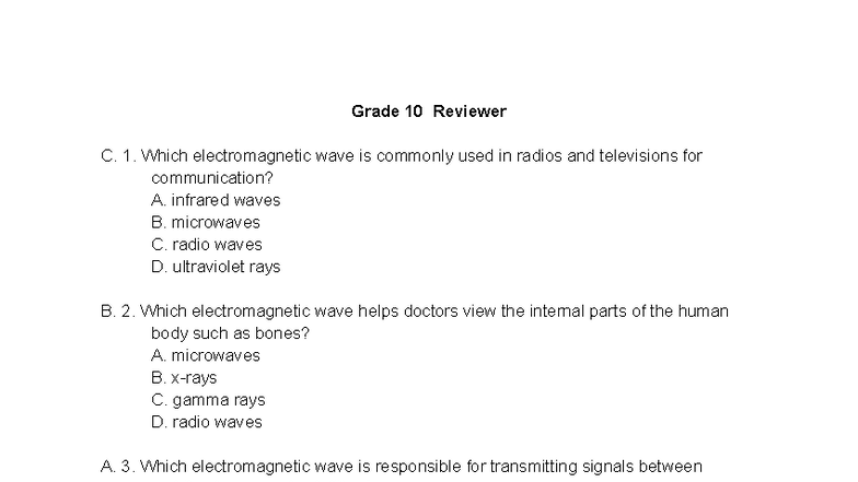 Grade 10 Electromagnetic Waves & Optics Reviewer - Studocu