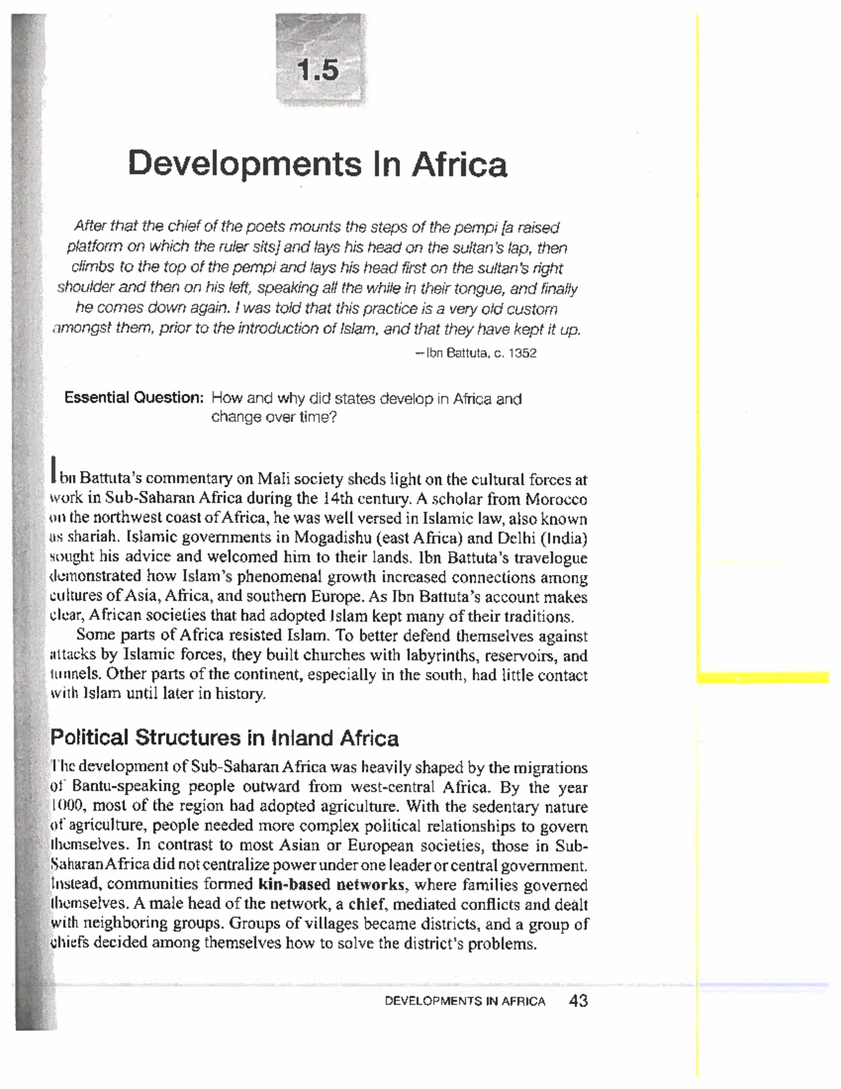 HIST 101: Developments in Africa - Cultural and Political Changes - Studocu