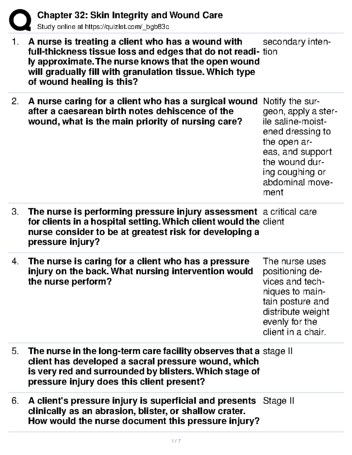 NUR 220 Skin and Wound Care - Comprehensive Lecture Notes - Studocu
