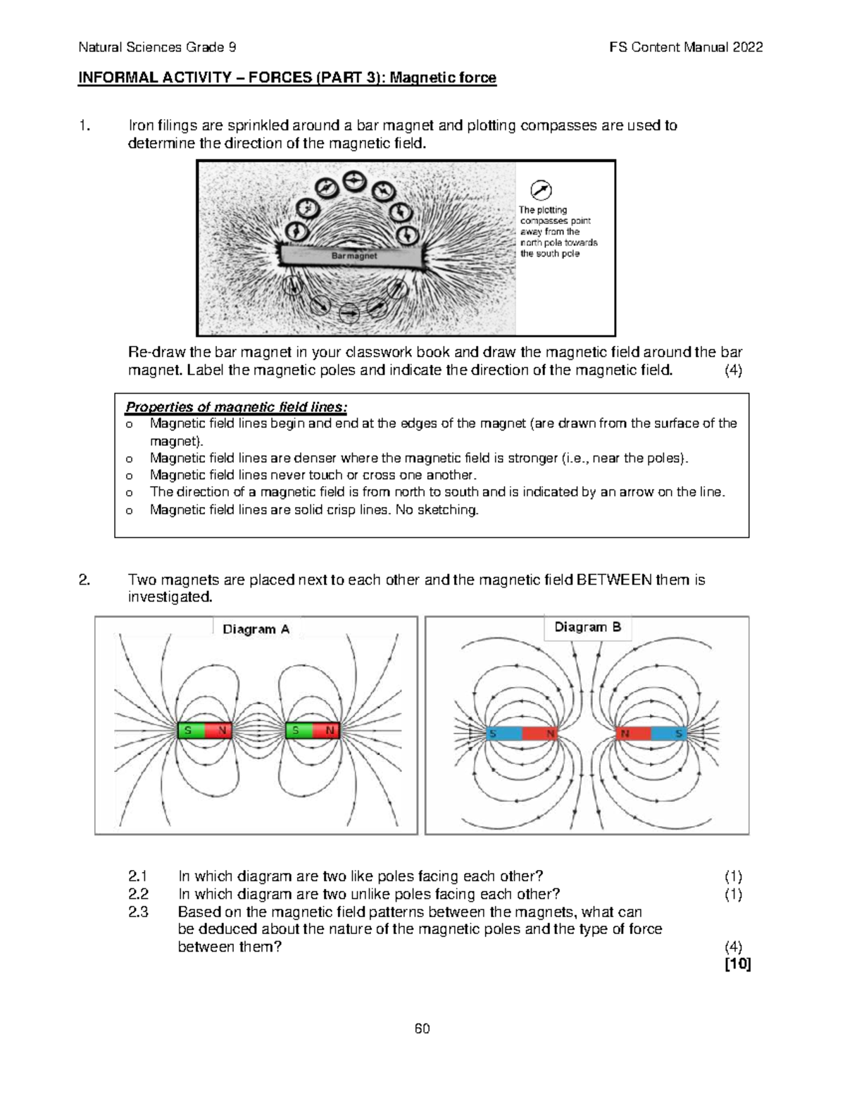 NS Gr9 FS Content Manual 2022: Informal Activity on Magnetic Forces ...
