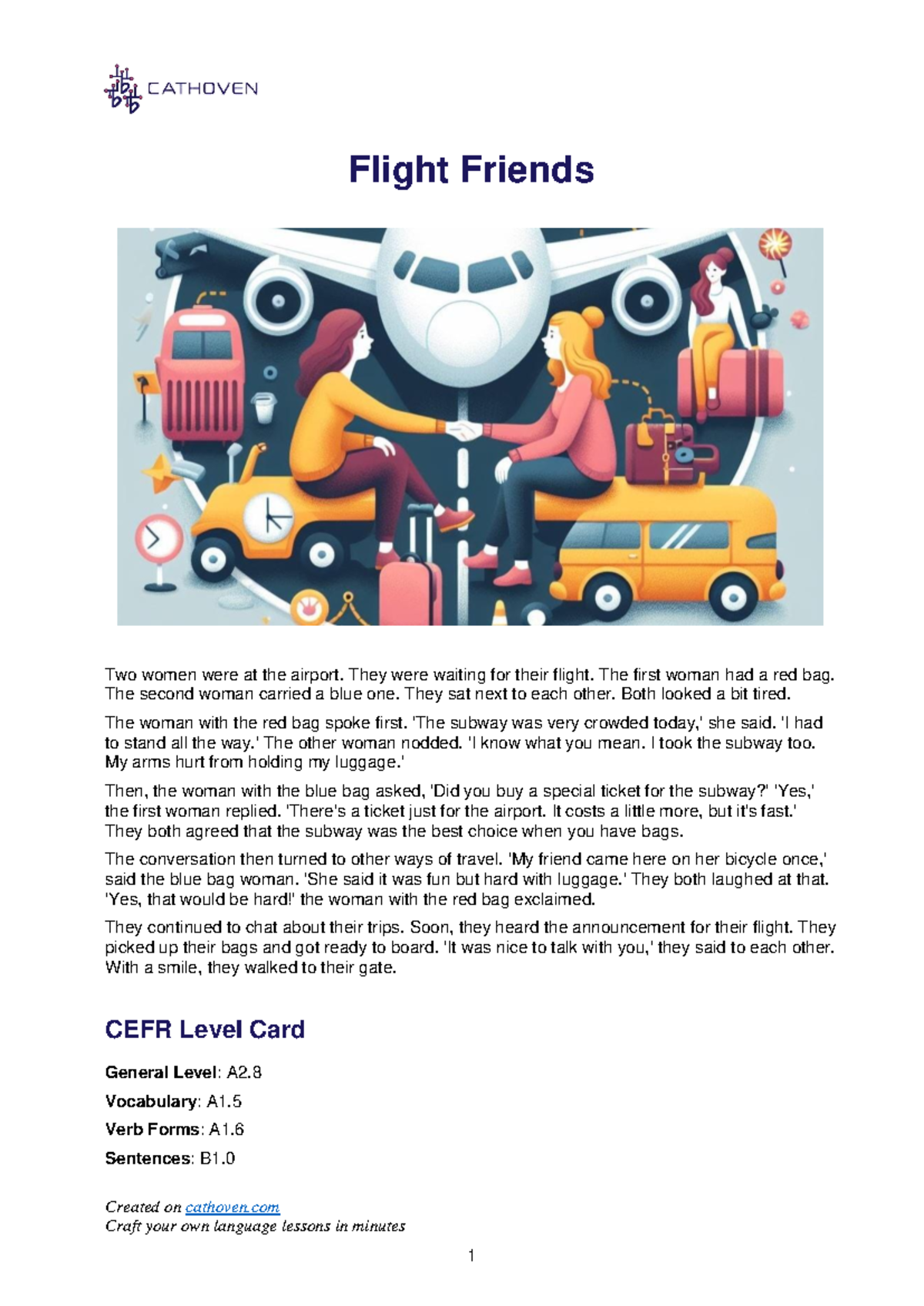 Reading Lesson: Flight Friends (CEFR A2) - Studocu