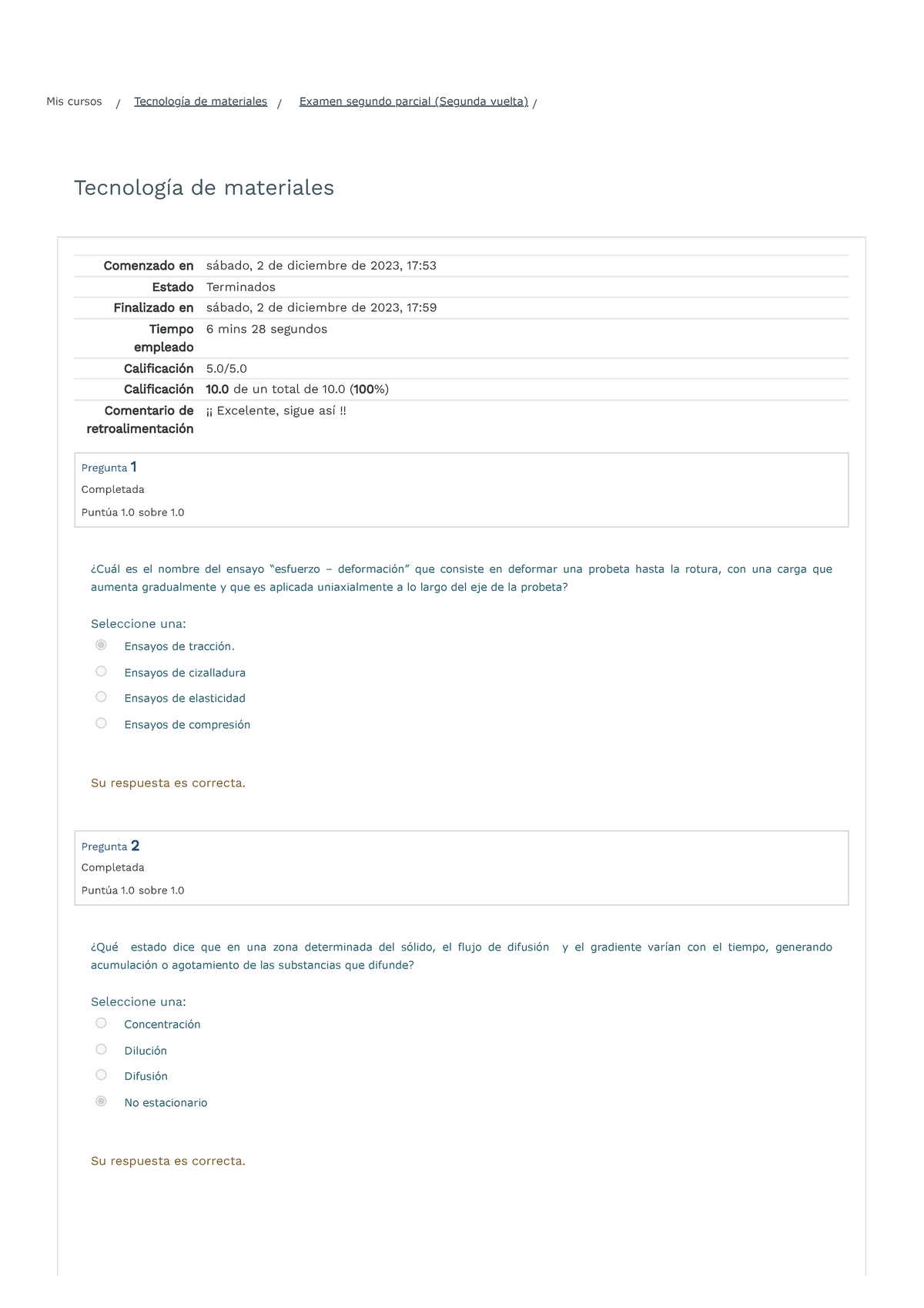 Tecnología de Materiales Examen Segundo Parcial - Revisión 2023 - Studocu
