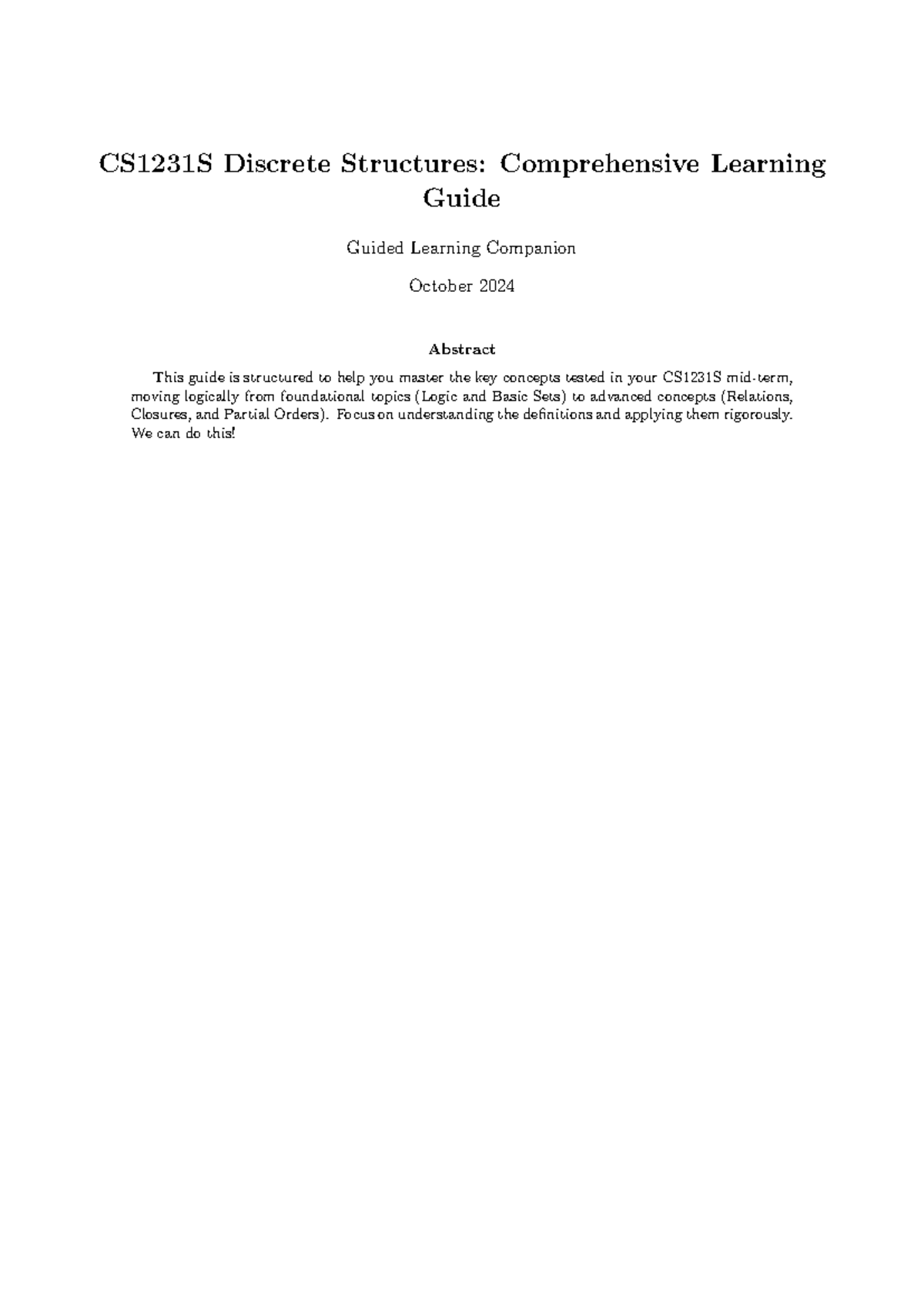 CS1231S Discrete Structures: Comprehensive Study Guide for Exam - Studocu