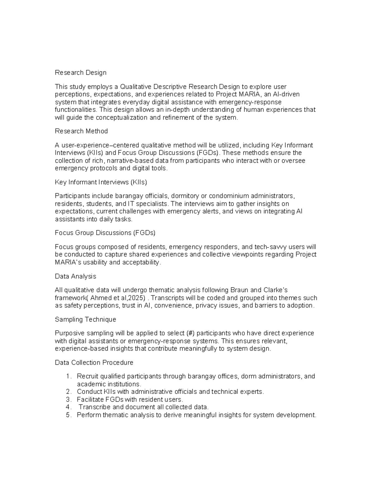 Research Design for Project MARIA: Qualitative Insights and Methods ...