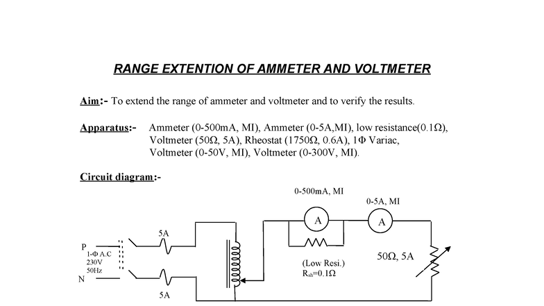 Measurement & Instrumentation Lab: Range Extension of Meters - Studocu
