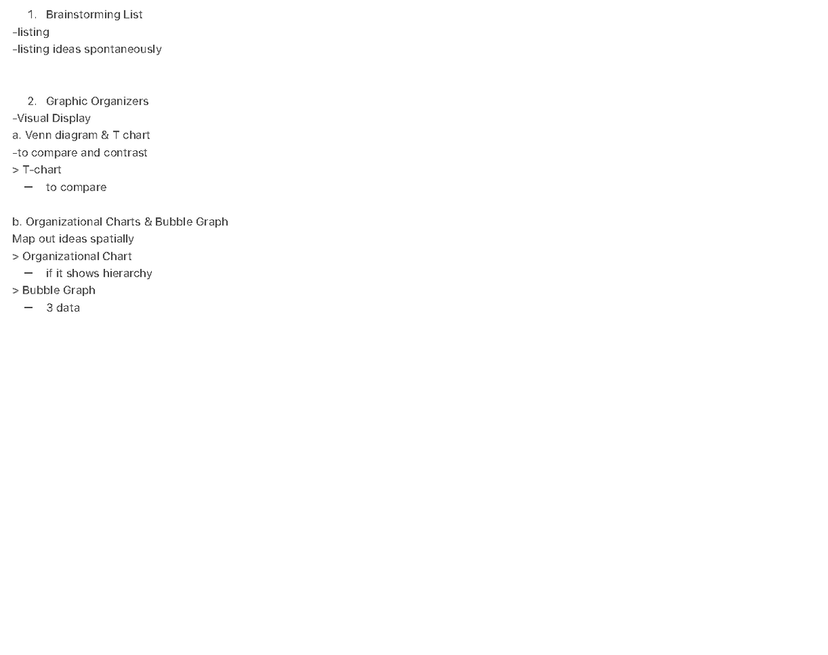 Brainstorming list - 1. 2. – – – Brainstorming List -listing -listing ...