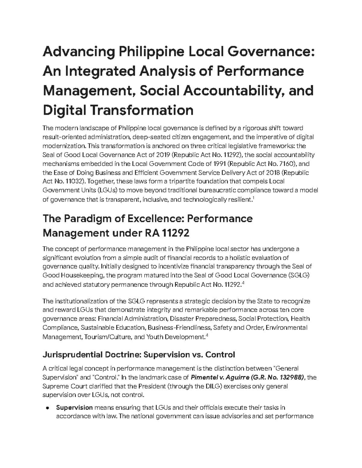 Philippine Local Governance: Performance Management & Social ...