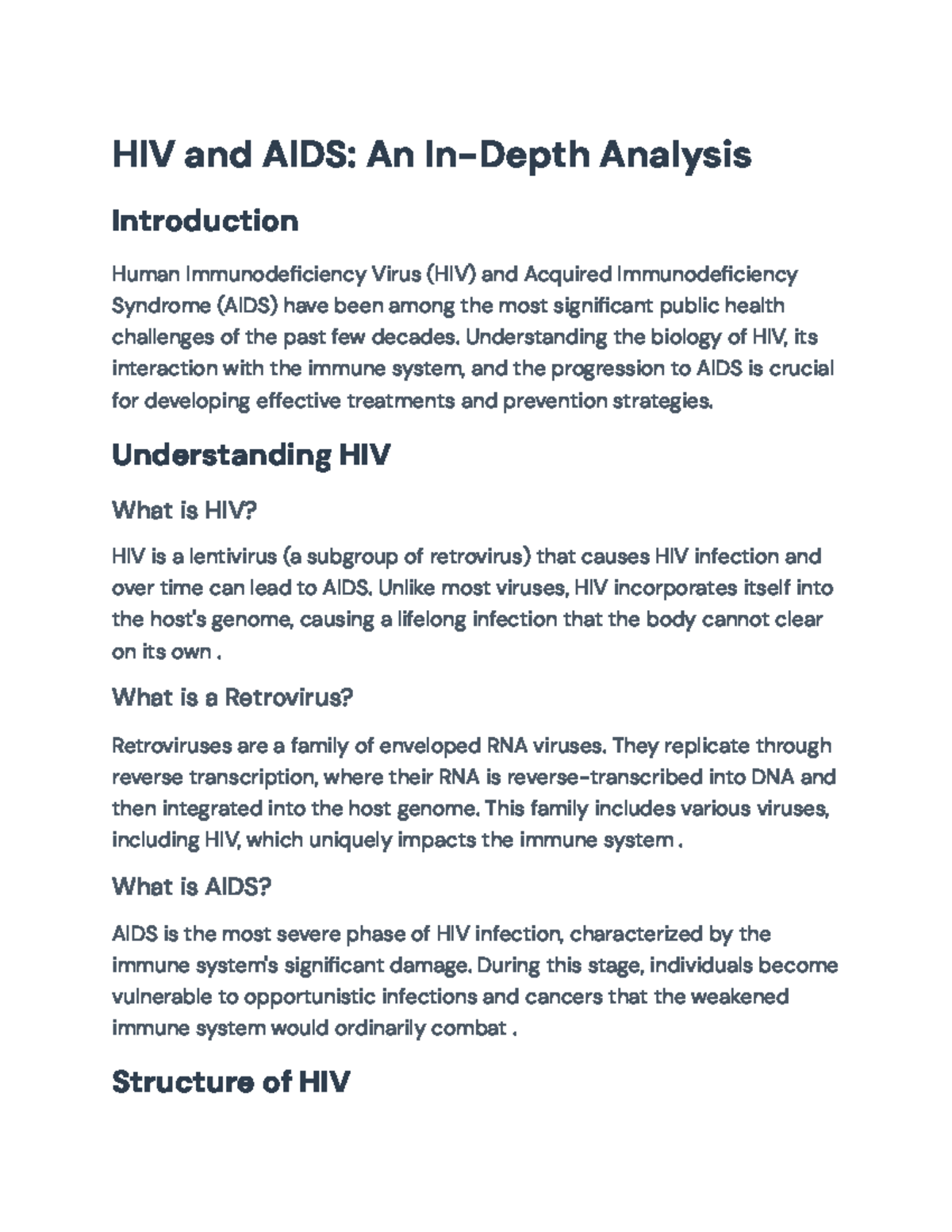 HIV and AIDS: Comprehensive Study Notes for Advanced Health Research ...