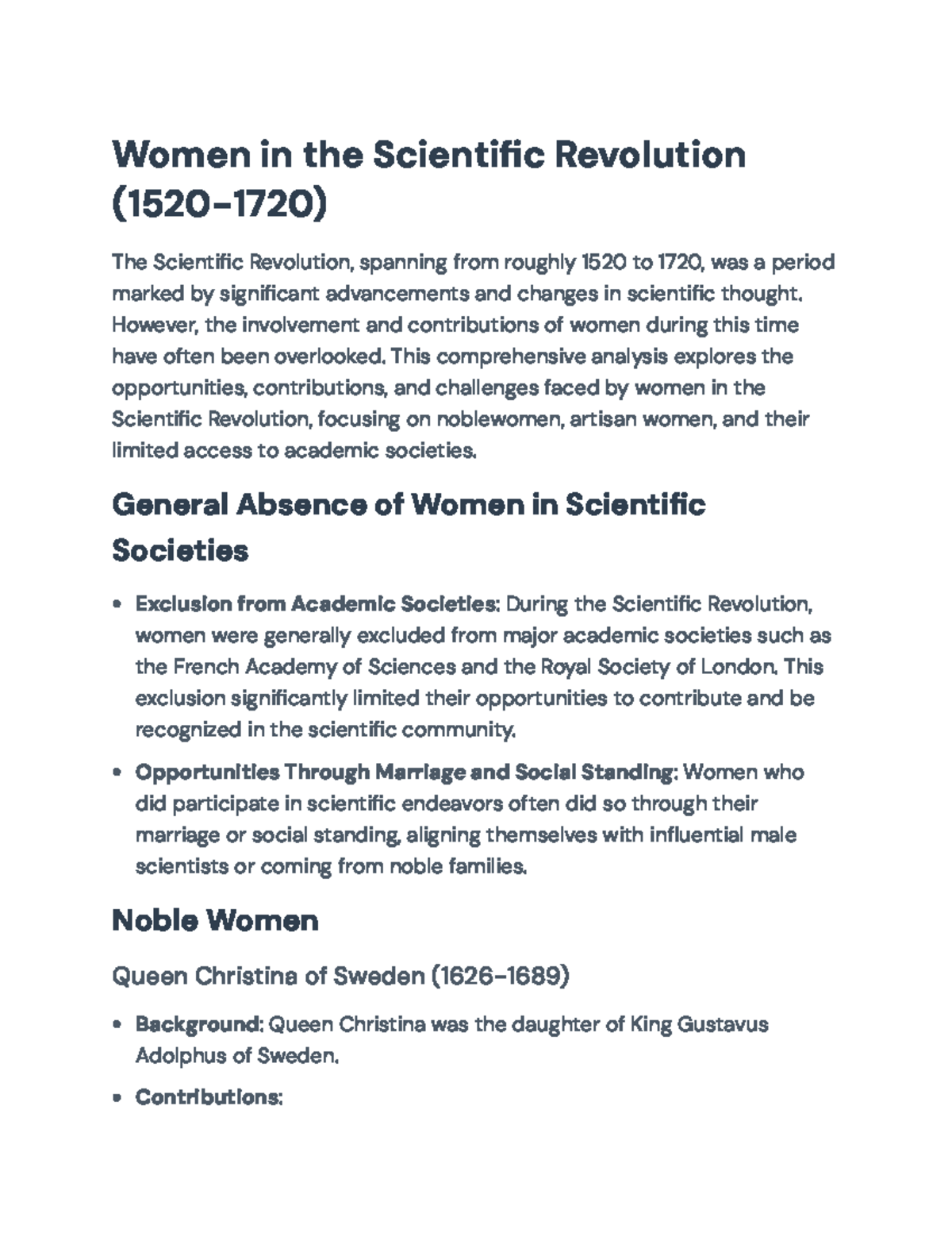 Women’s Contributions in the Scientific Revolution (1520-1720) - Women ...