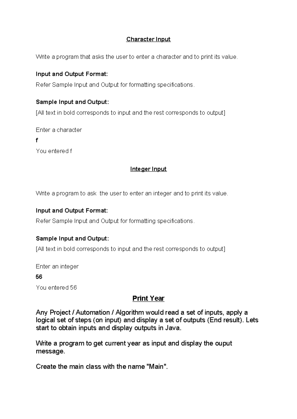 ECSE1209 Assignment 1: Java Input and Output Programs - Studocu