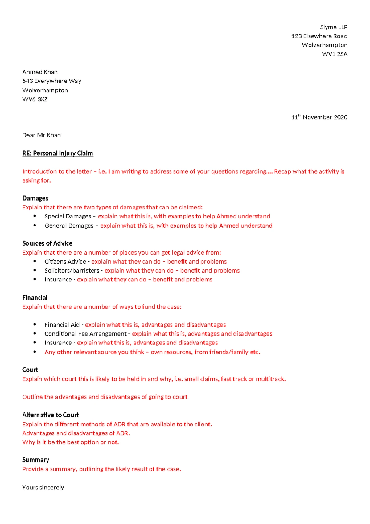 Law of Negligence Case Study Template - Slyme LLP - Studocu