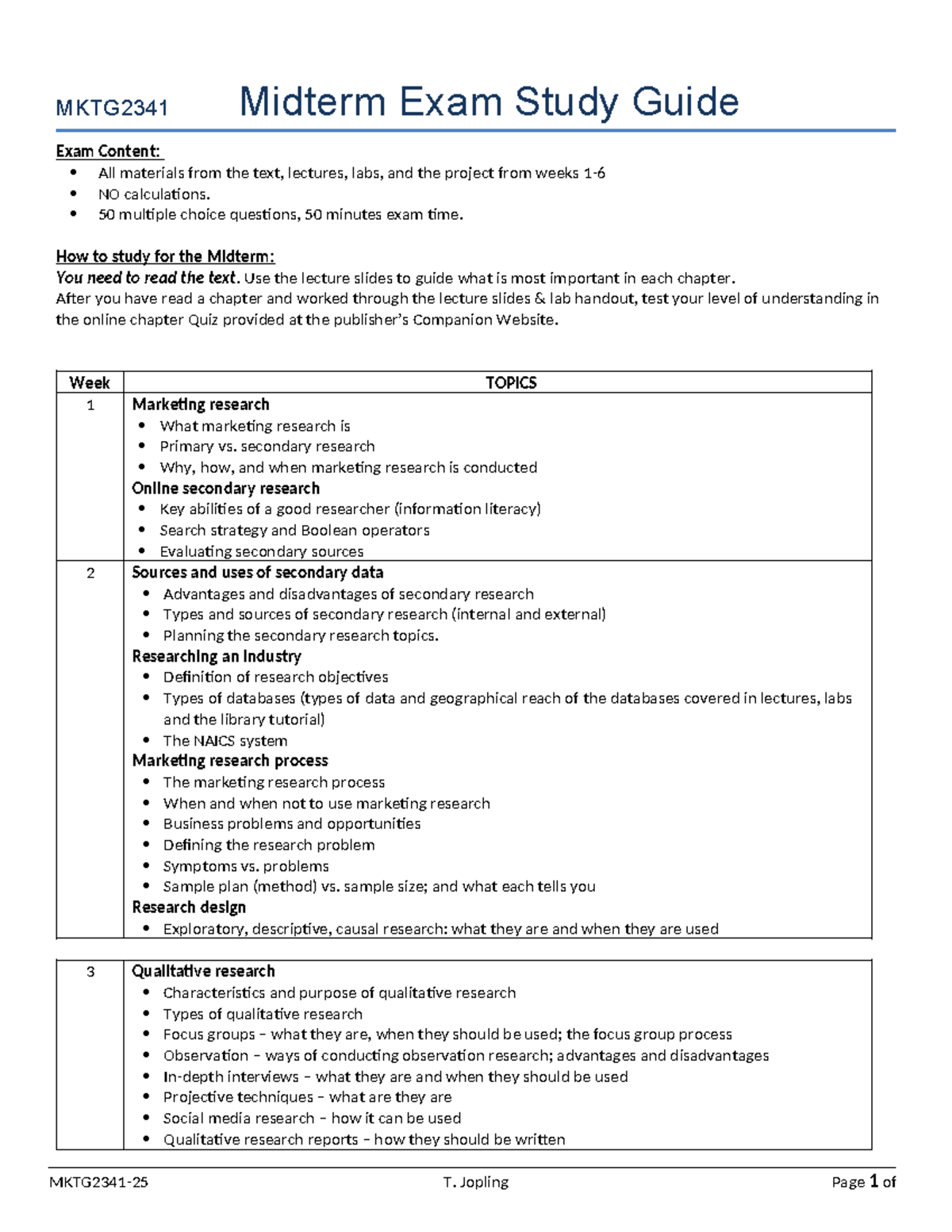 MKTG2341 Midterm Exam Study Guide: Key Topics & Strategies - Studocu
